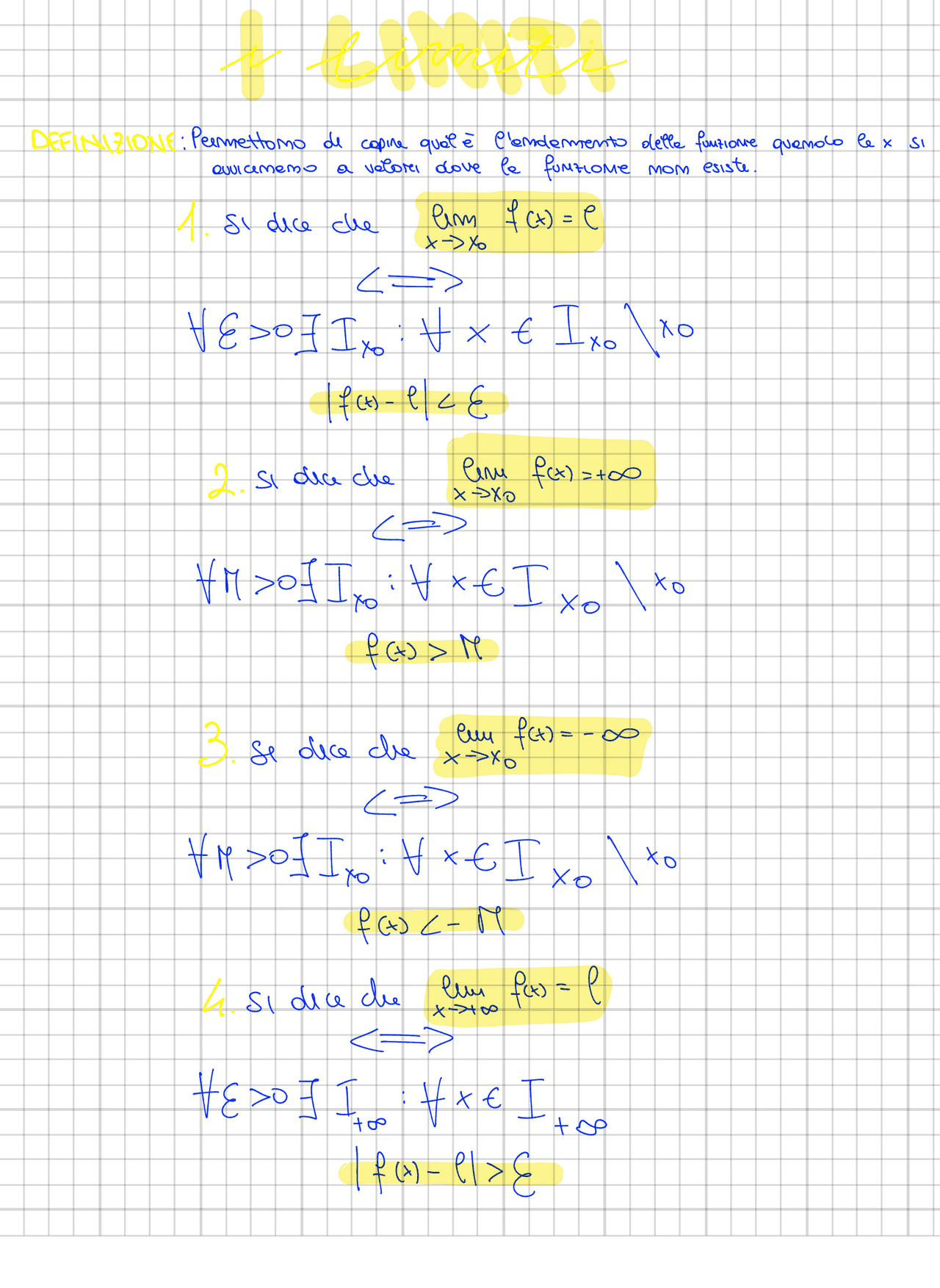 I Limiti Matematica Appunti Di Matematica Docsity