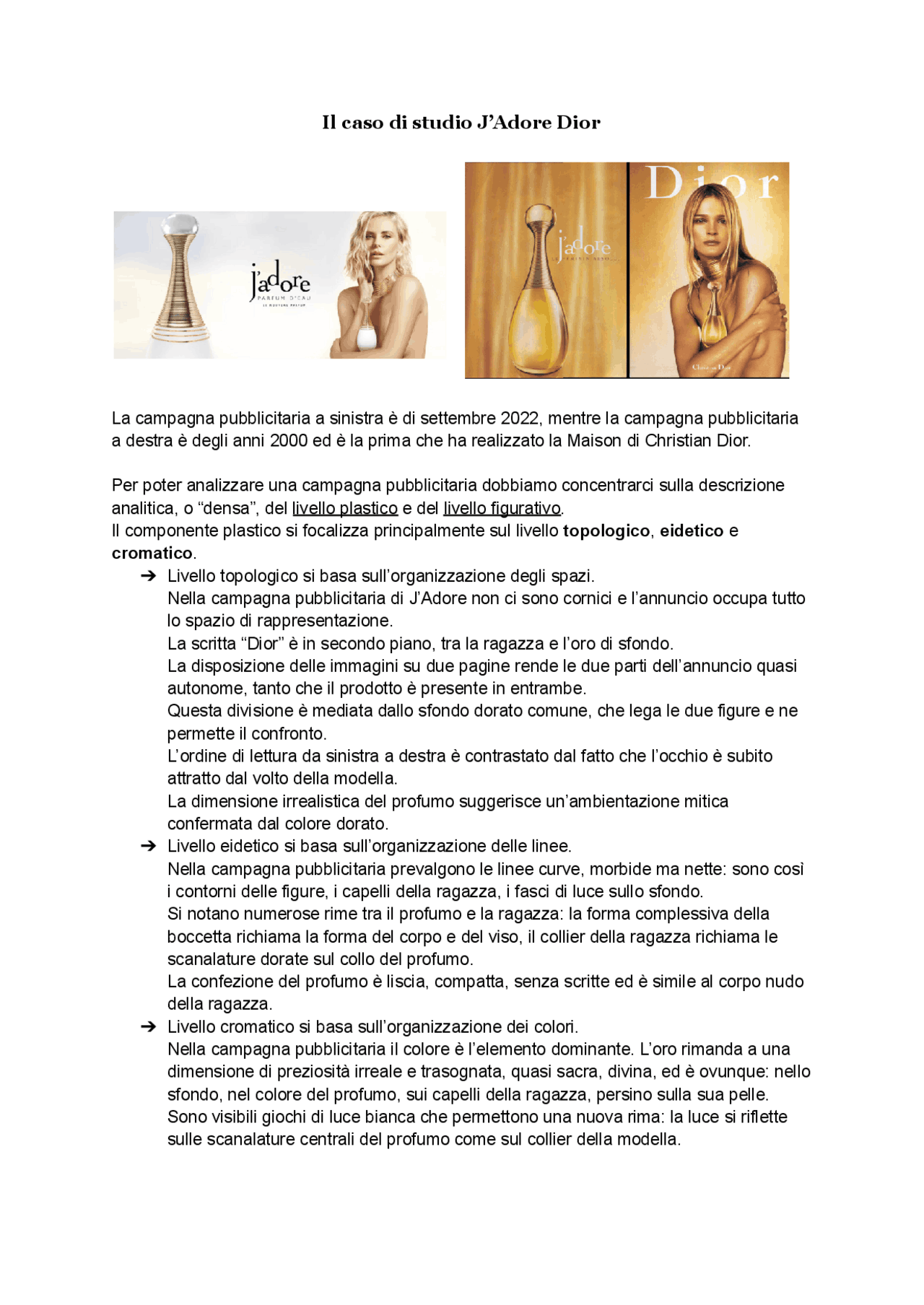 Analisi Campagna Jadore Prove Desame Di Semiotica Docsity