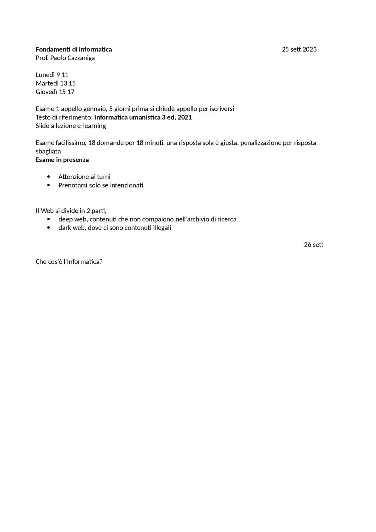 Informatica Umanistica Appunti Di Fondamenti Di Informatica Docsity