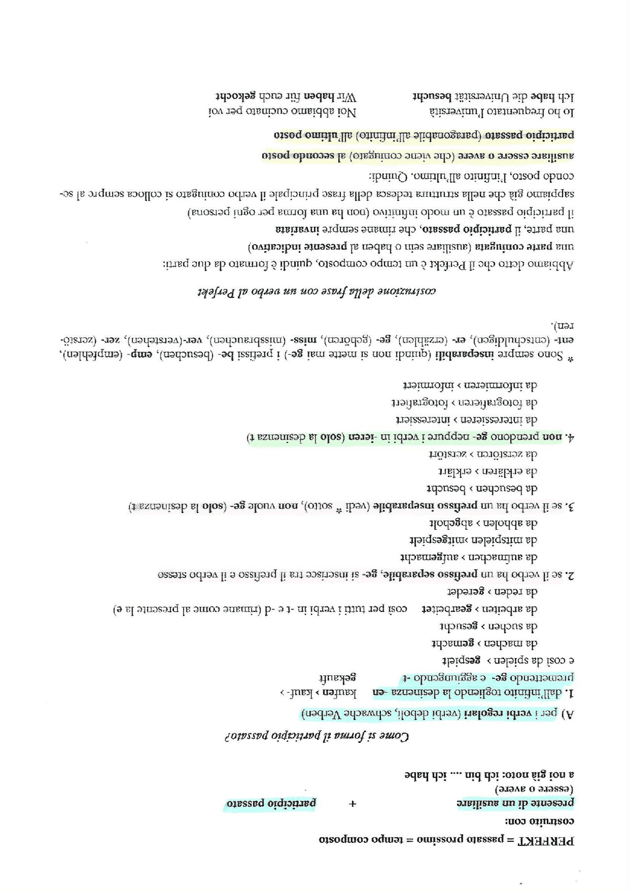 Grammatica E Verbi Tedesco Perfekt Appunti Di Tedesco Docsity