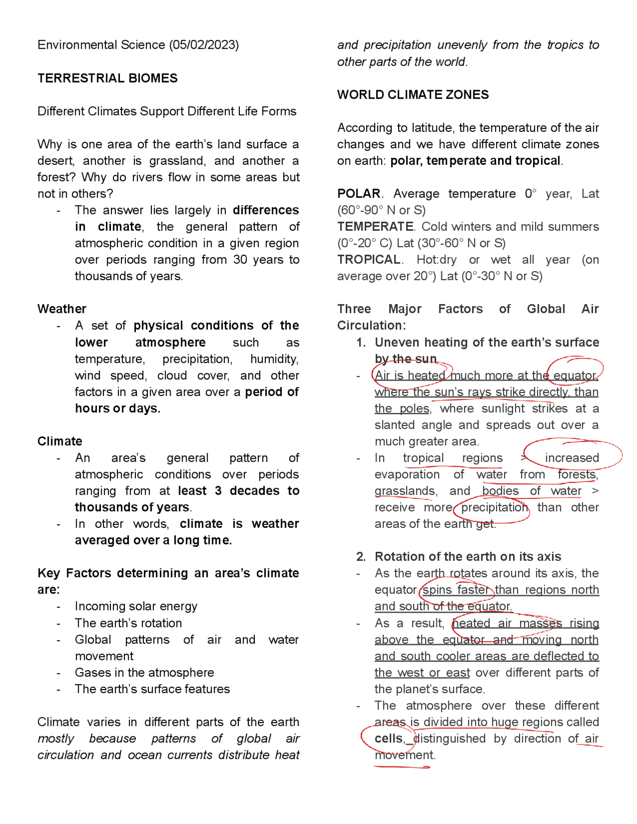 Environmental Science - Climate | Study notes Environmental science ...