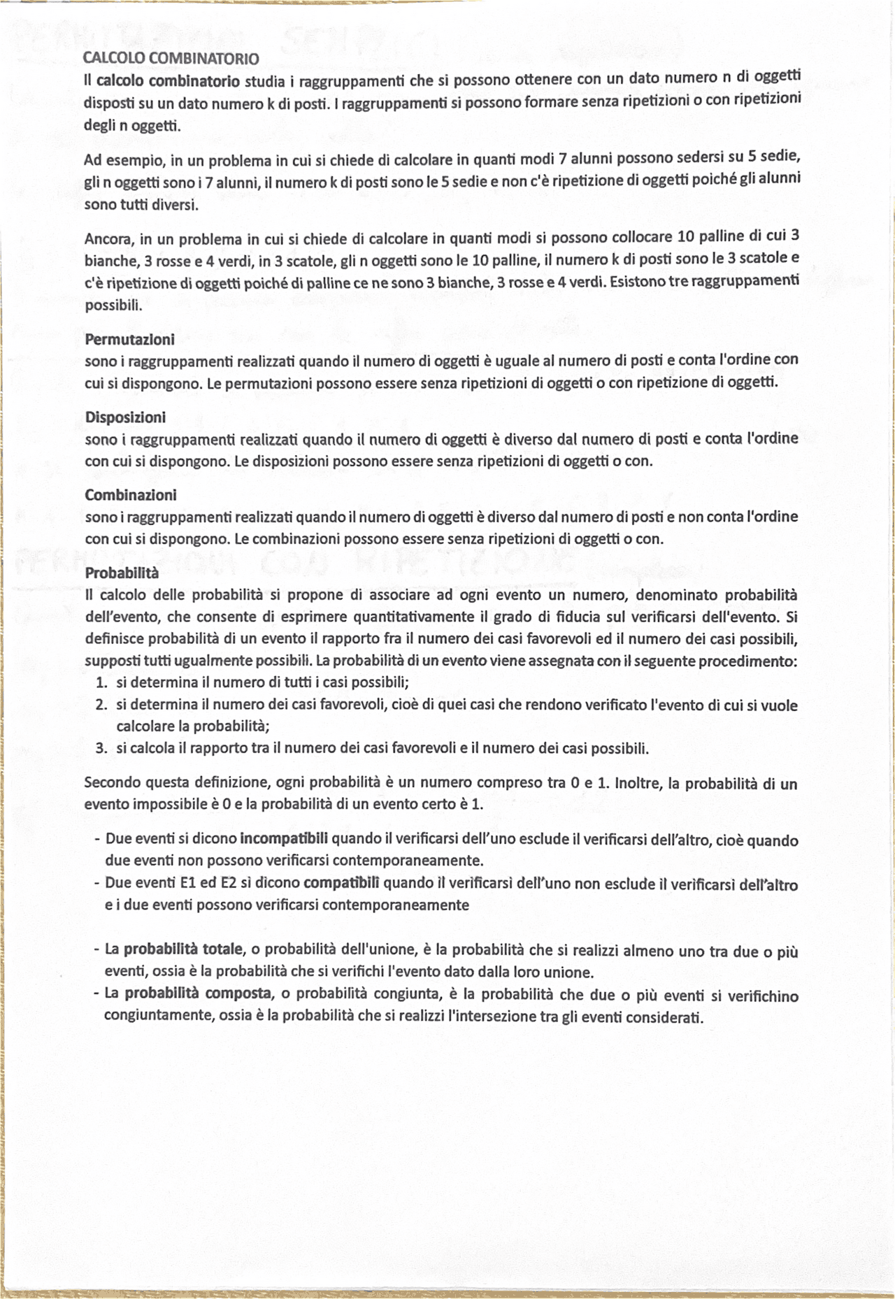 Calcolo Combinatorio Appunti Di Matematica Docsity