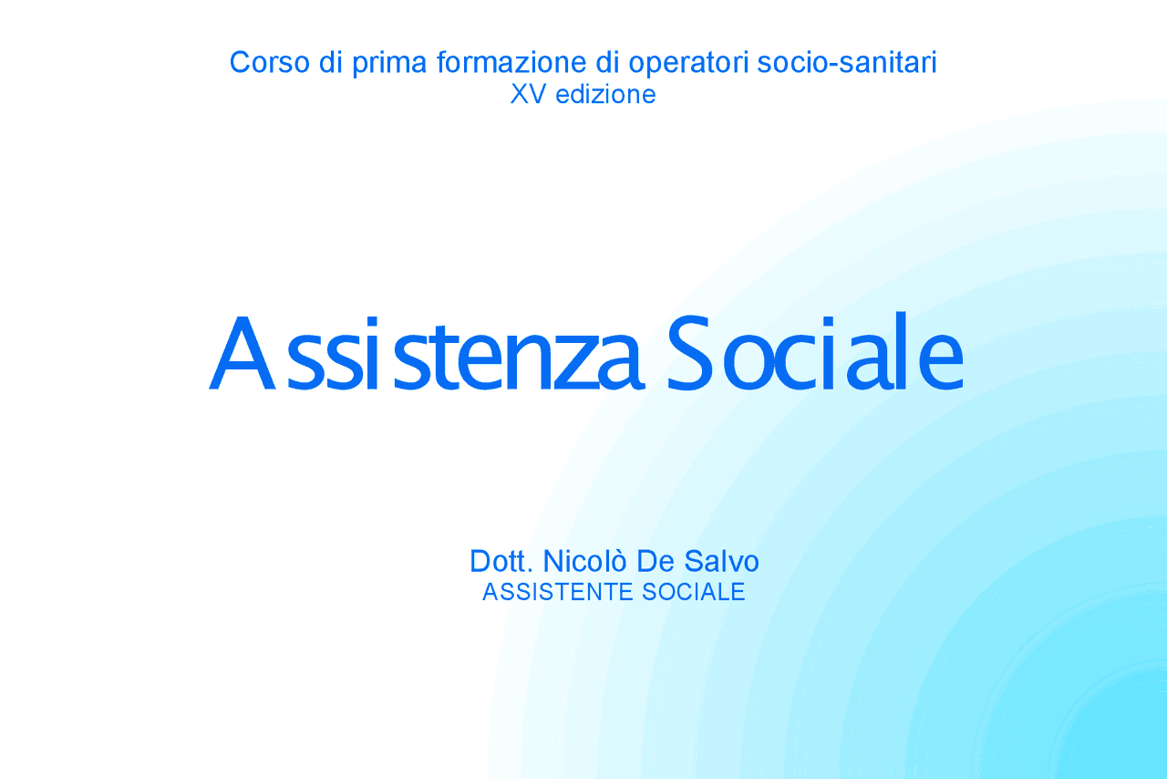 Servizio Sociale Cosè Sintesi Del Corso Di Scienze Umane Docsity