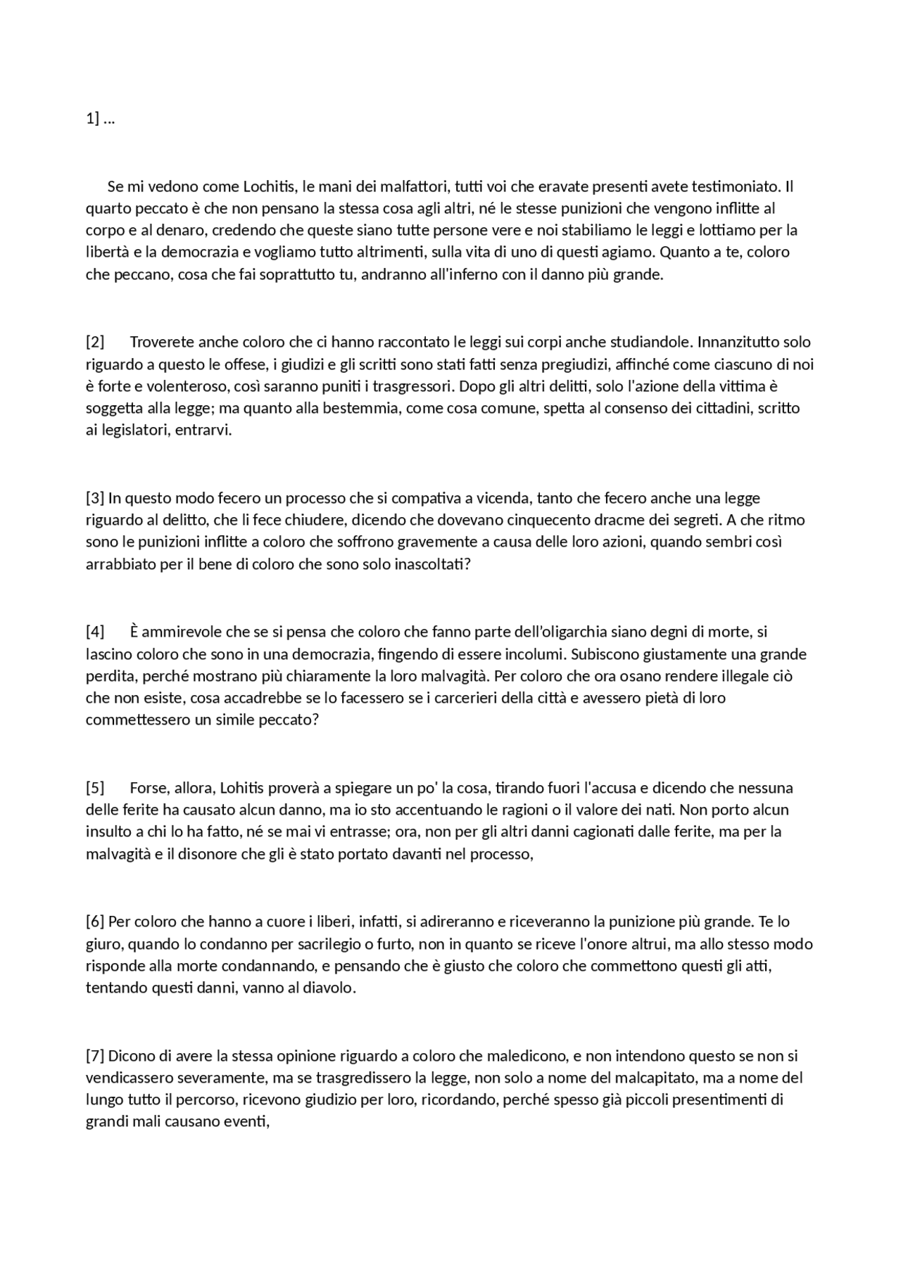 traduzione amatoriale di contro lochite di isocrate | Traduzioni di Letteratura Greca | Docsity