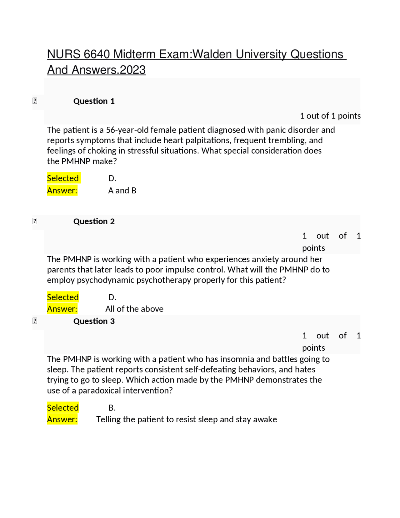 Nurs 6640 Midterm Examwalden University Questions And Answers2023