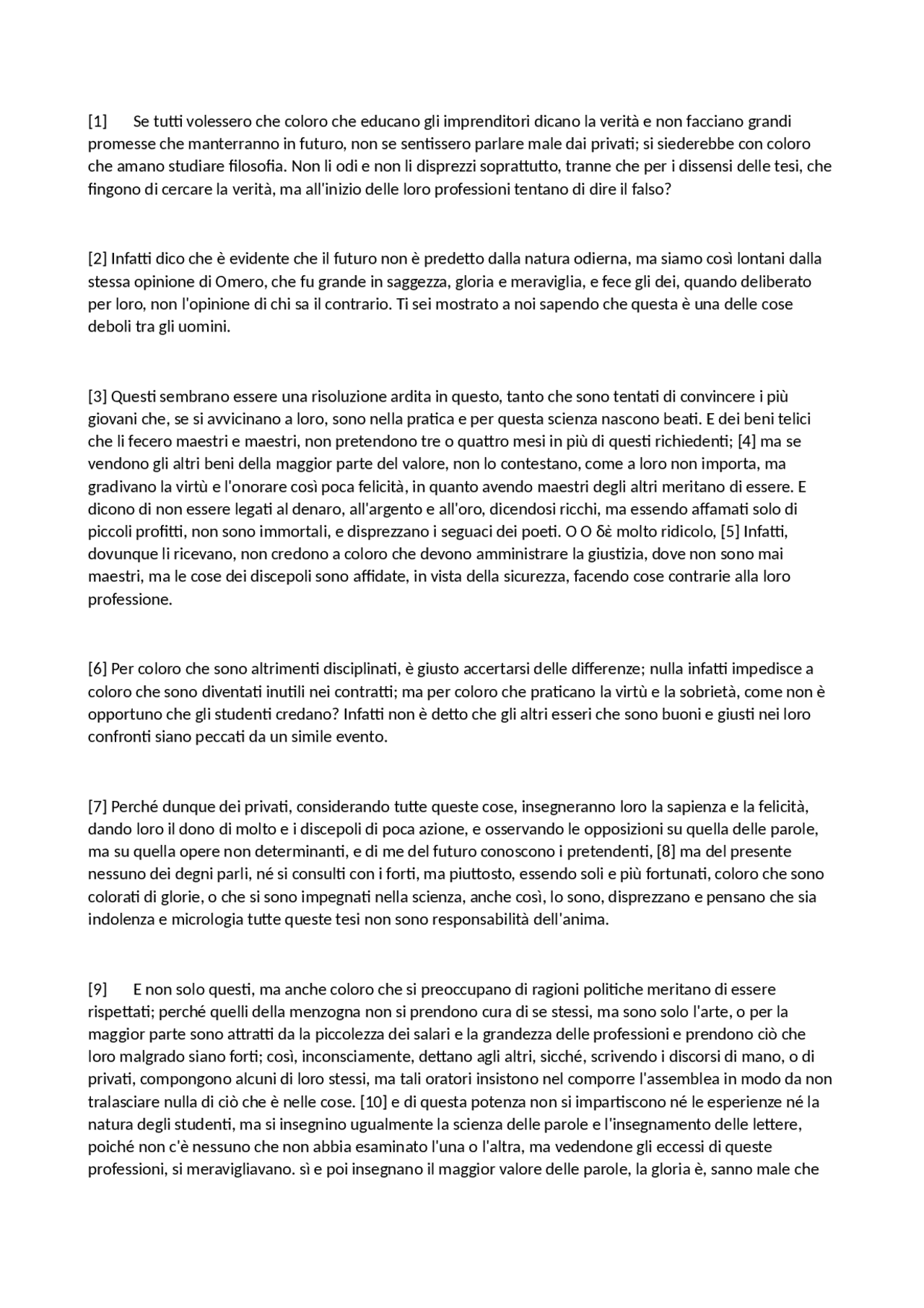 traduzione amatoriale di contro i sofisti di isocrate | Traduzioni di Letteratura Greca | Docsity