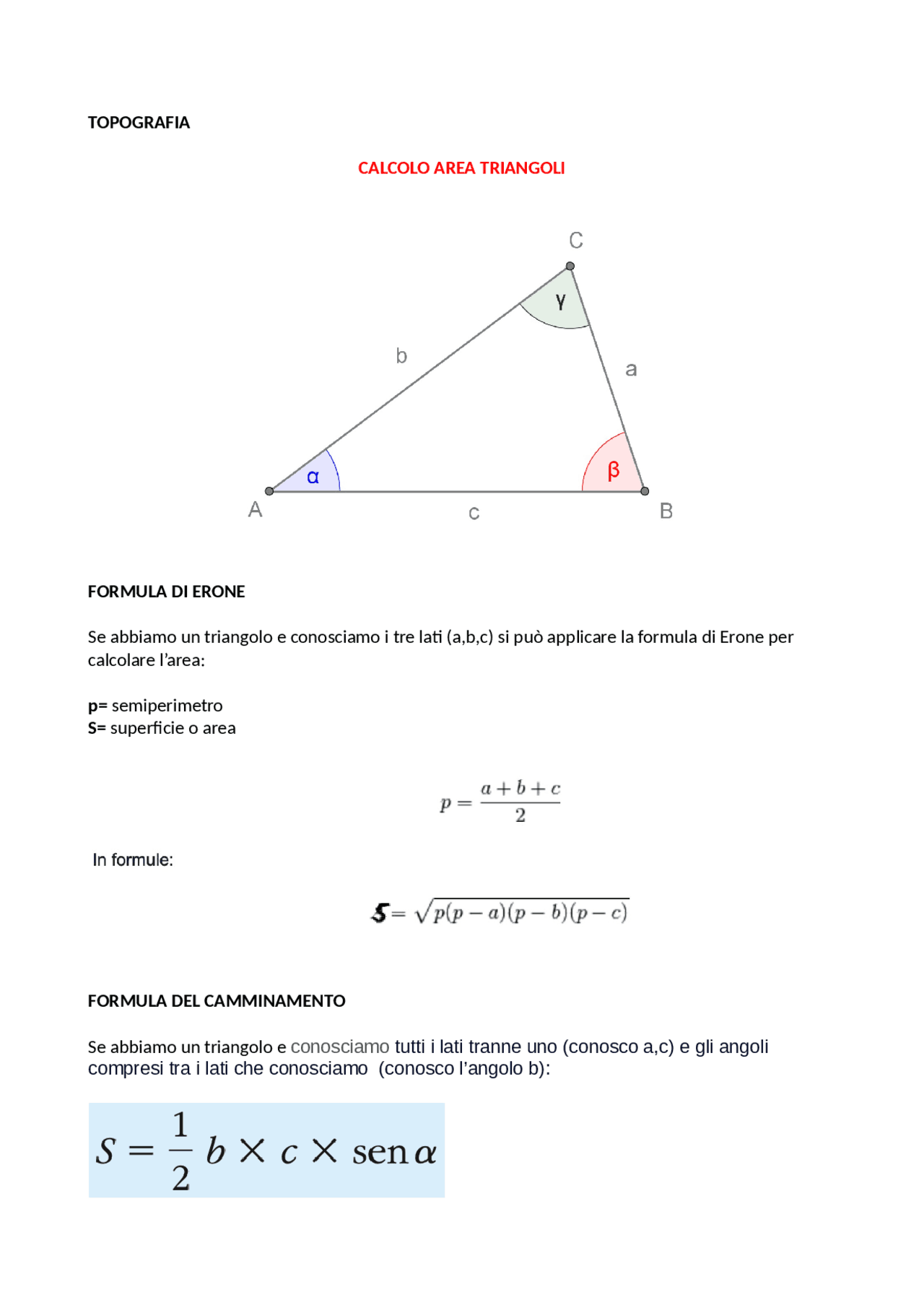 Calcolo dell'area di un triangolo | Schemi e mappe concettuali di ...