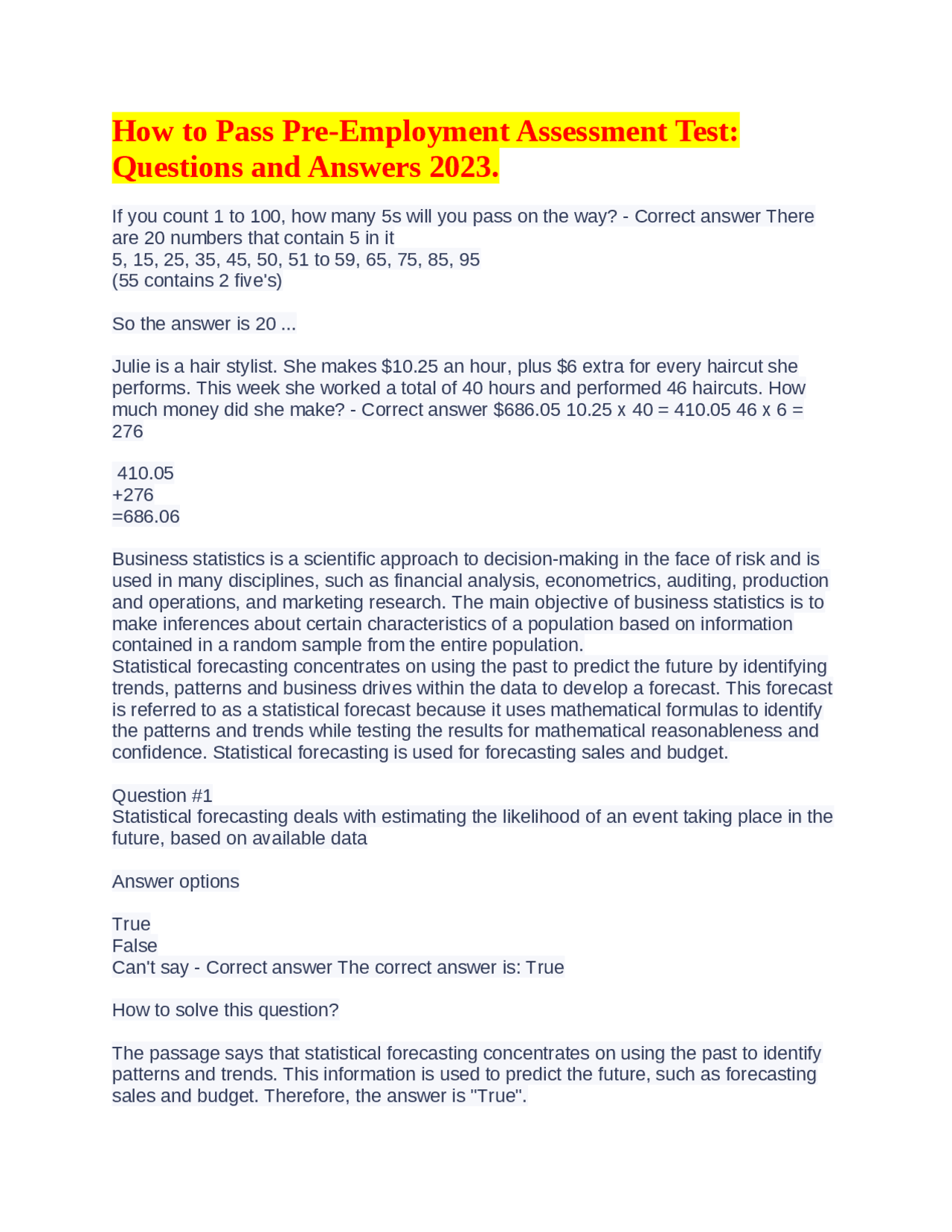 How To Pass Pre Employment Assessment Test Questions And Answers 2023 How To Pass Pre Employment Assessment Test Questions And Answers 2023