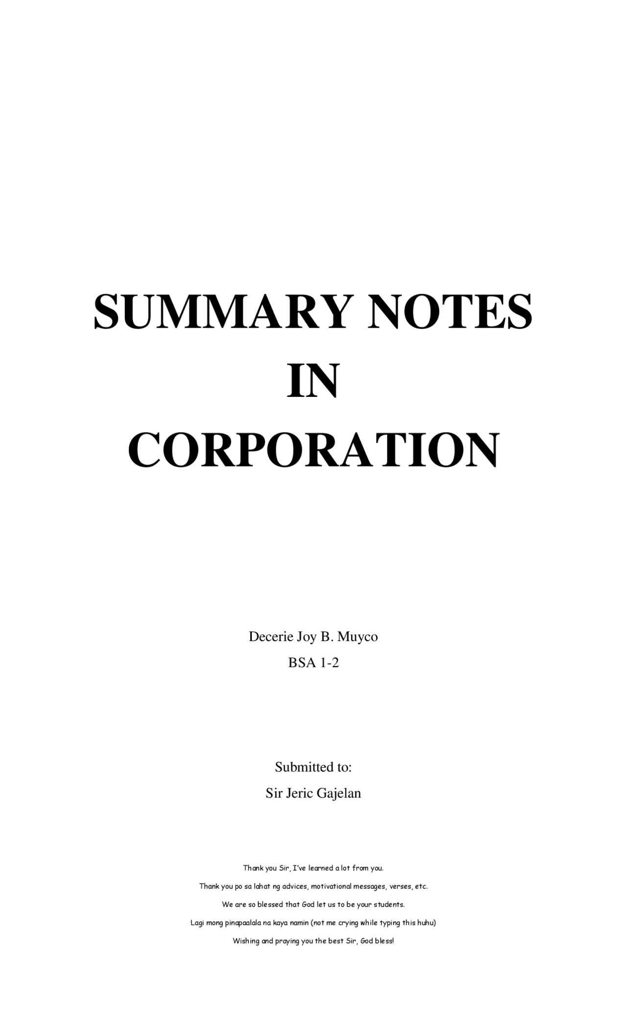 Corporation Emeeheheheh Summaries Accounting Docsity