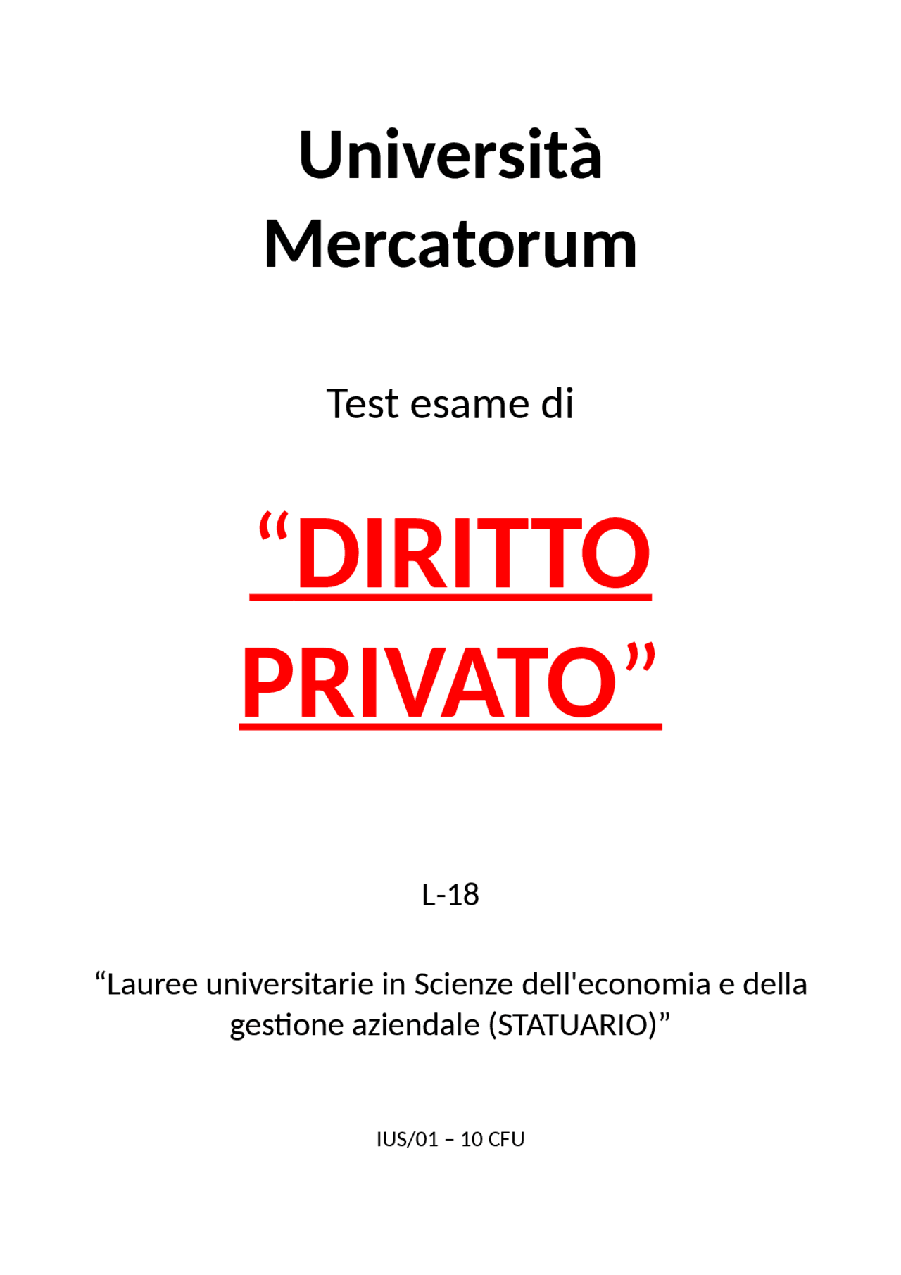 Domande Esame Diritto Privato L 18 Mercatorum2024 Aggiornato In