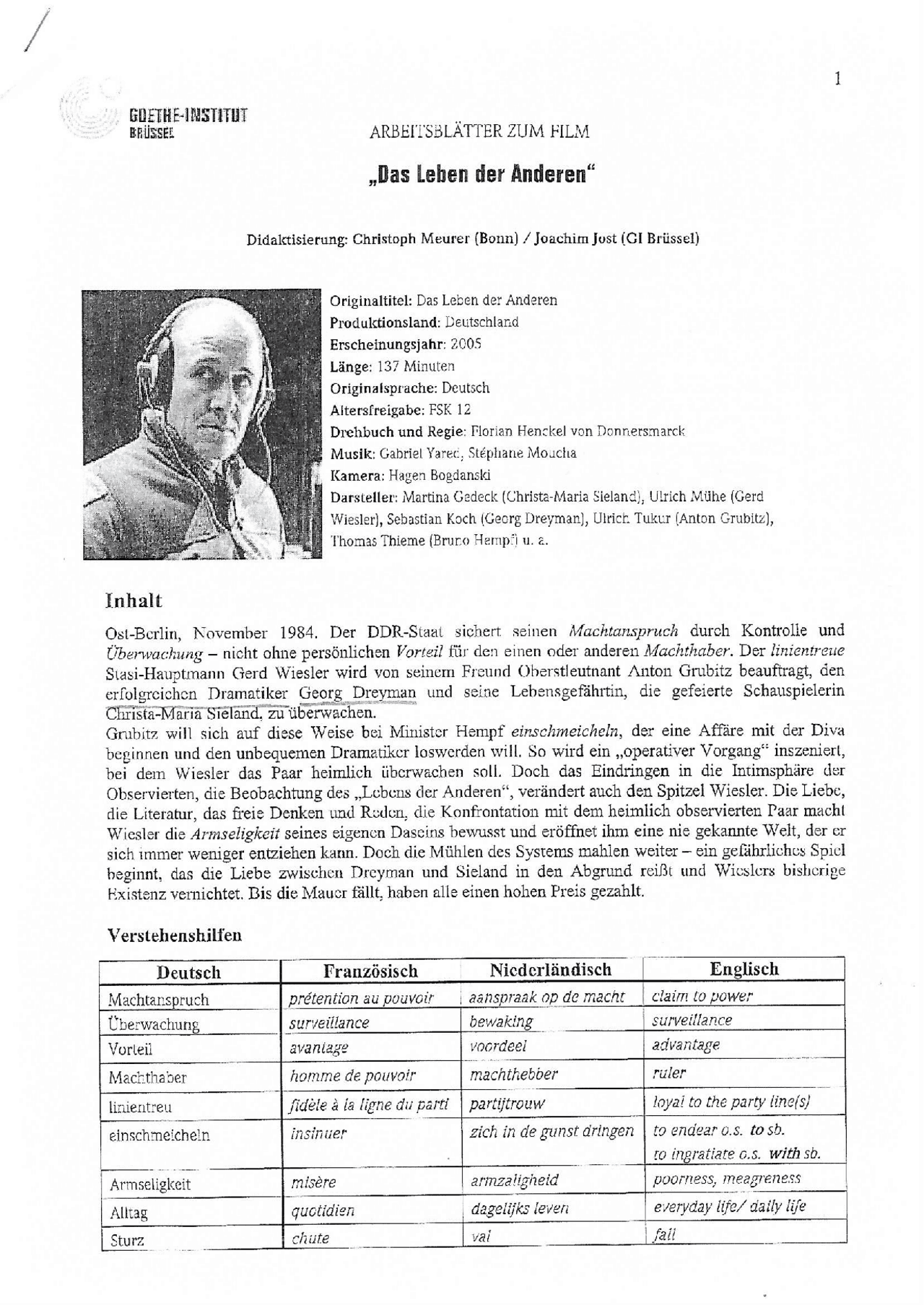 DAS LEBEN DER ANDEREN – analisi del film, del testo, appunti, riassunto ...
