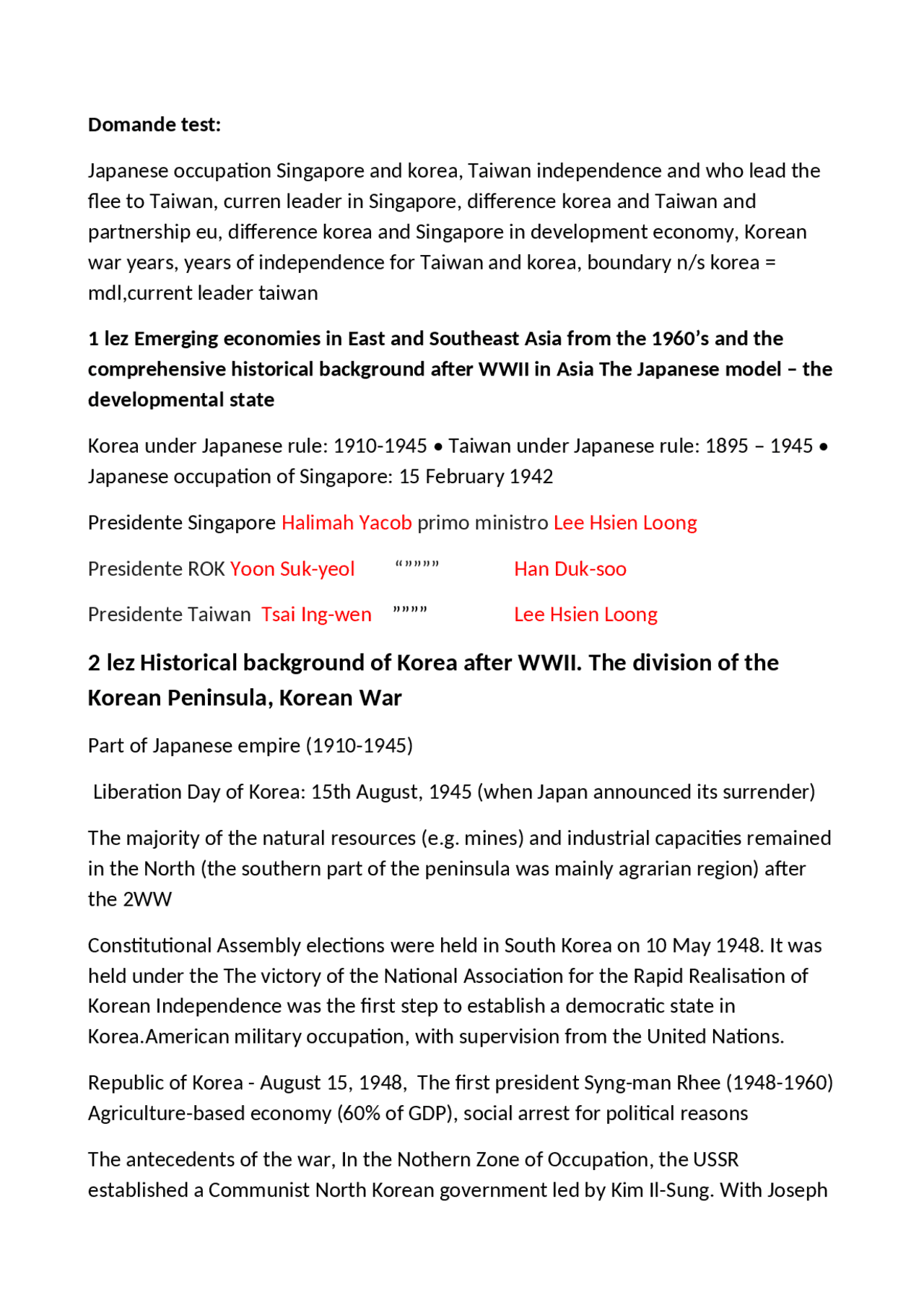 L'economia della Corea del sud a partire dal 900' fino ai giorni nostri ...