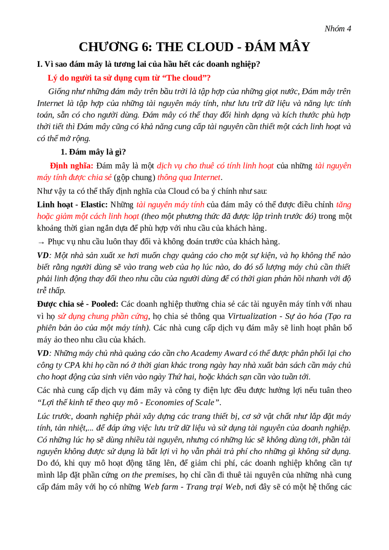 Chapter 6: The Cloud | Exercises Management Information Systems | Docsity