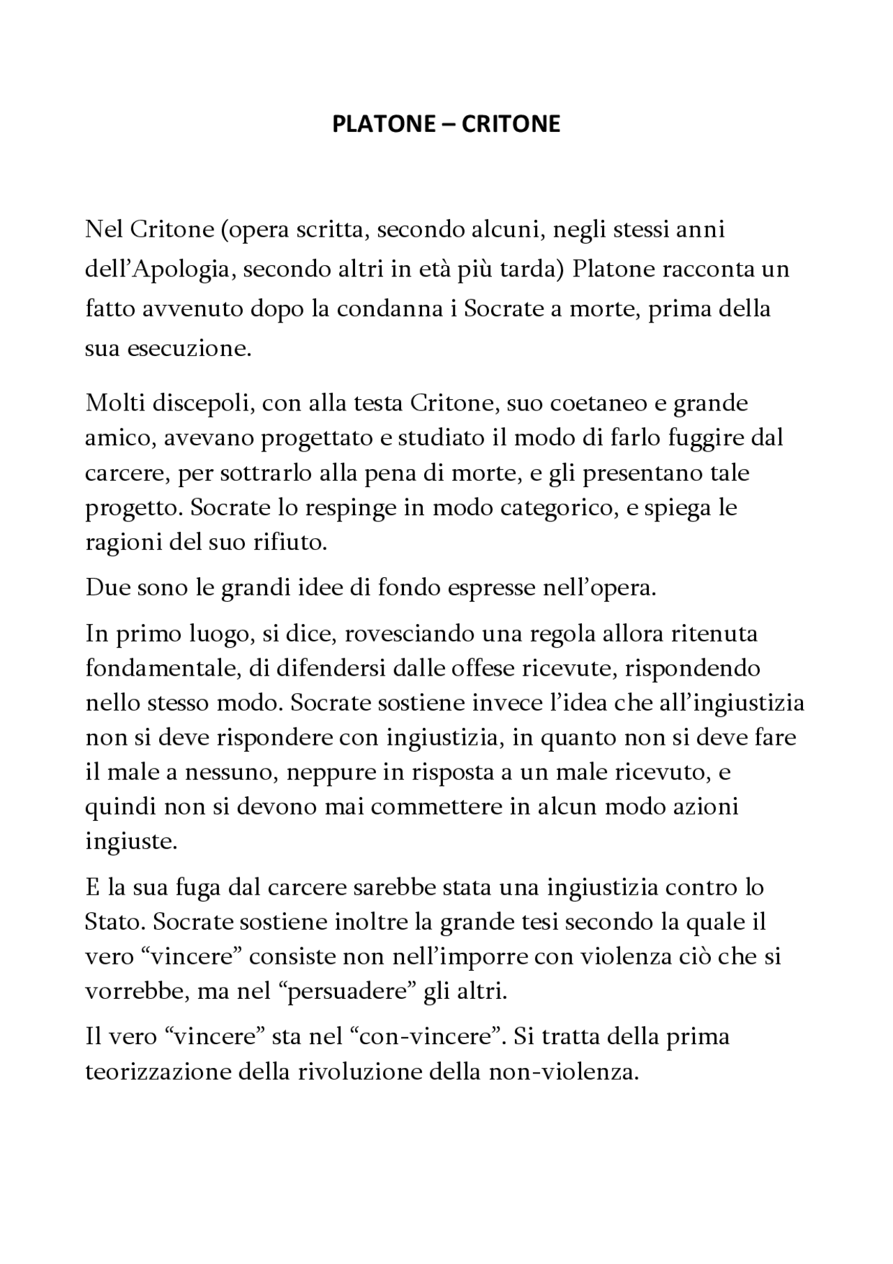 Platone Critone Pdf Appunti Di Filosofia Docsity