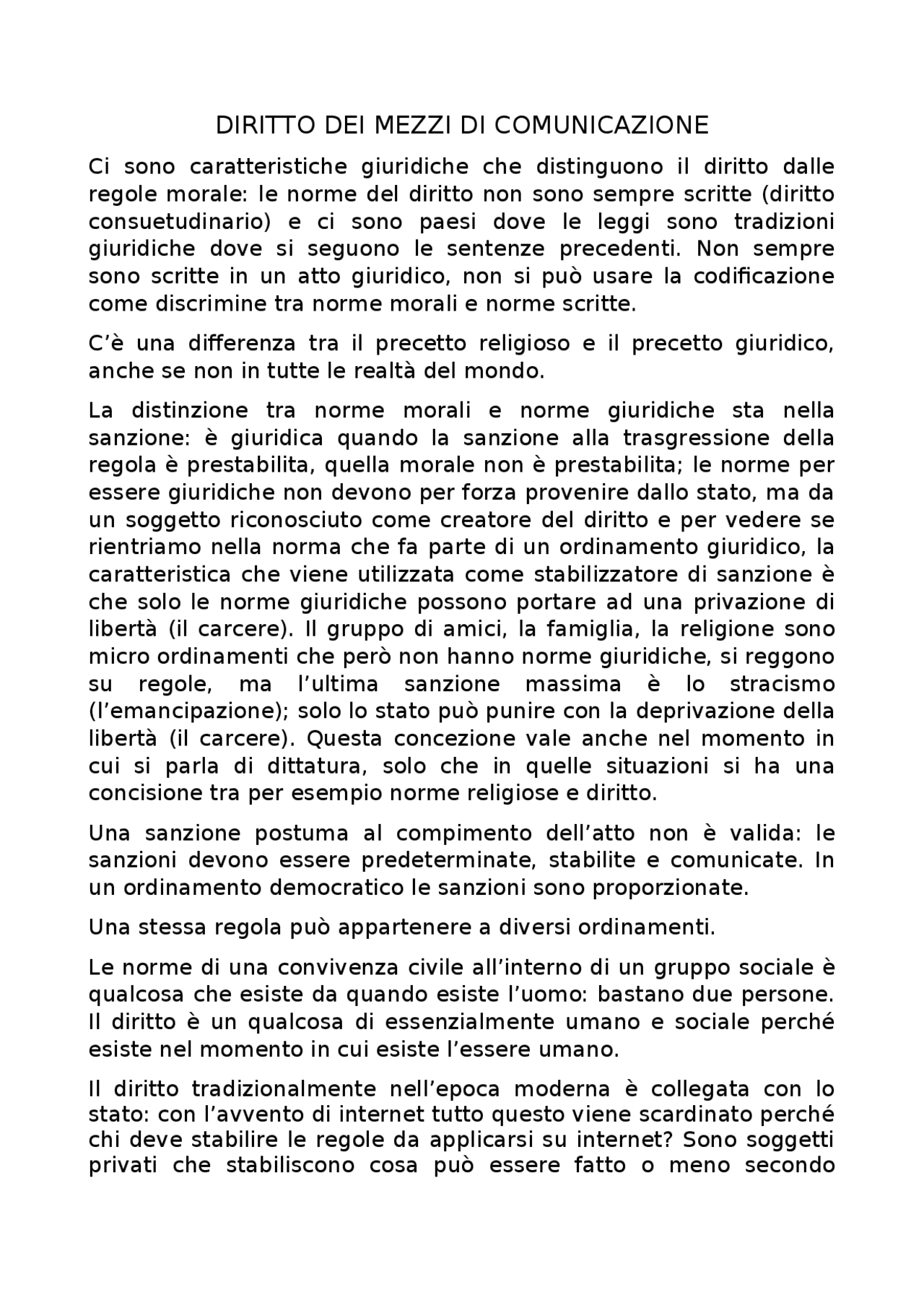 Diritto Dei Mezzi Di Comunicazione Dispense Di Diritto Dei Media