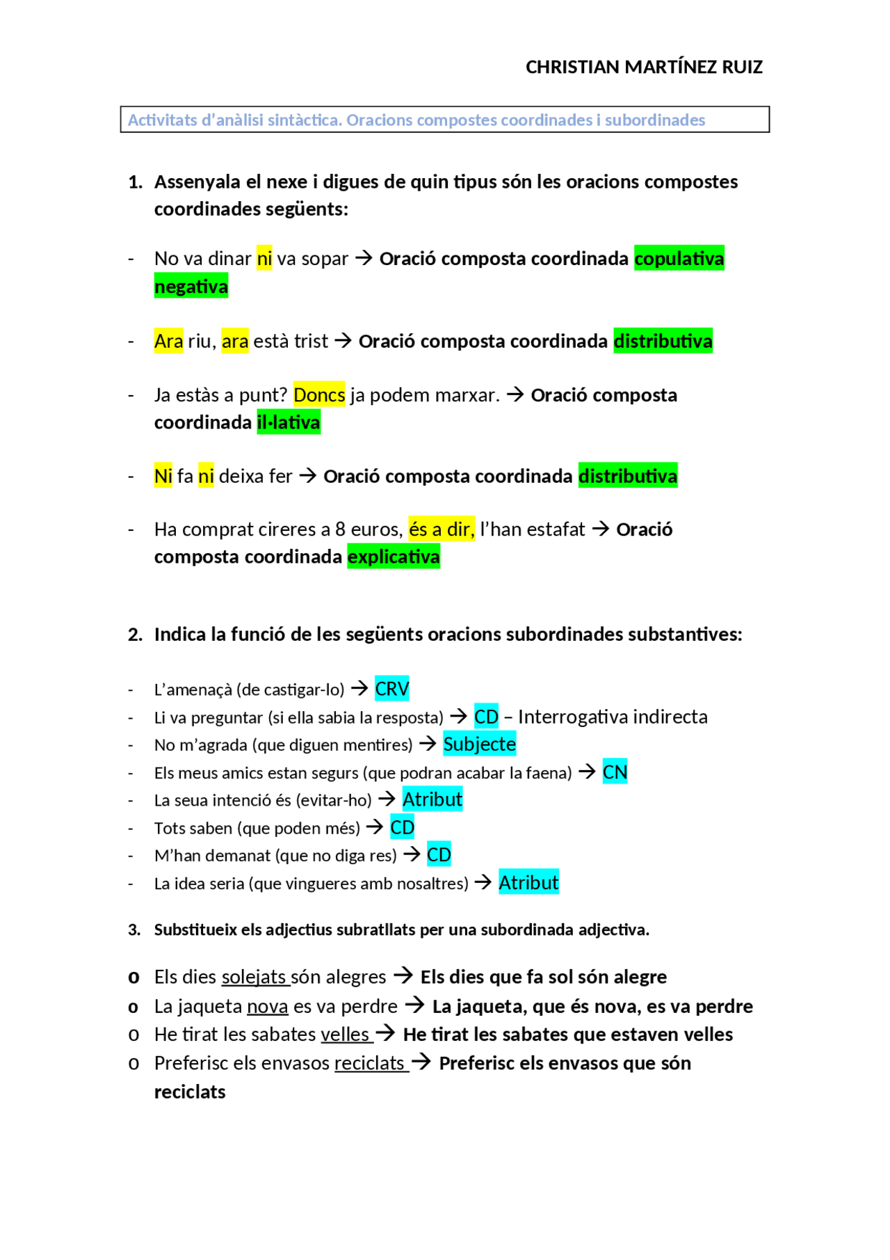 Ejercicio Documentos Valenciano Ejercicios De Valenciano Docsity