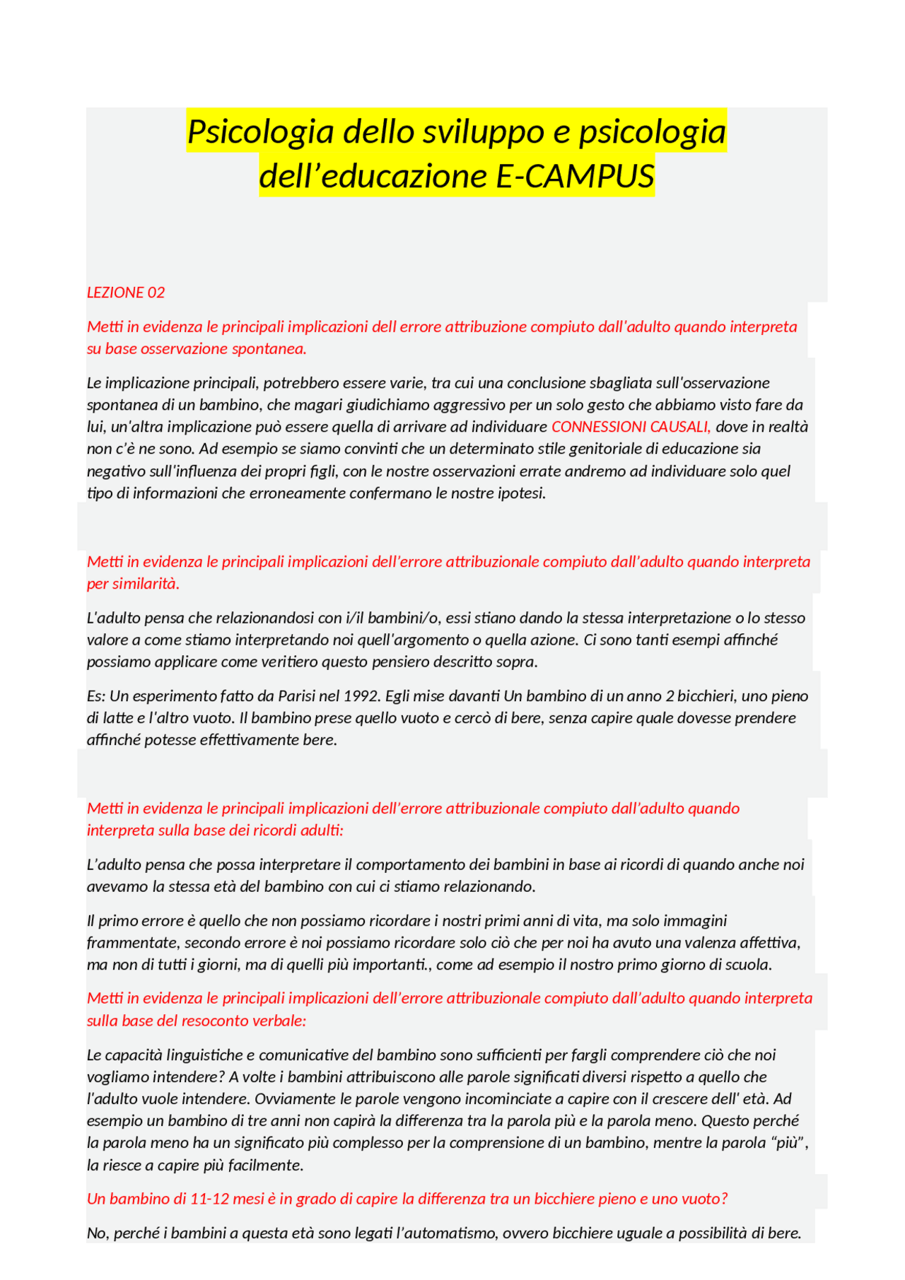 Psicologia dello sviluppo e psicologia dell’educazione - L19 Ecampus | Prove d'esame di ...