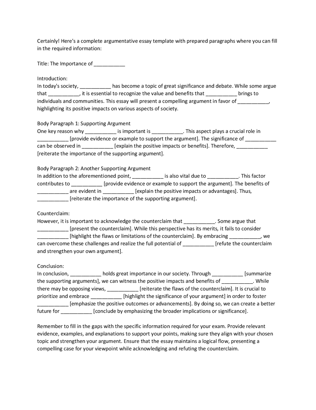 Argumentative essay - Fill in the gaps. | Schemes and Mind Maps ...