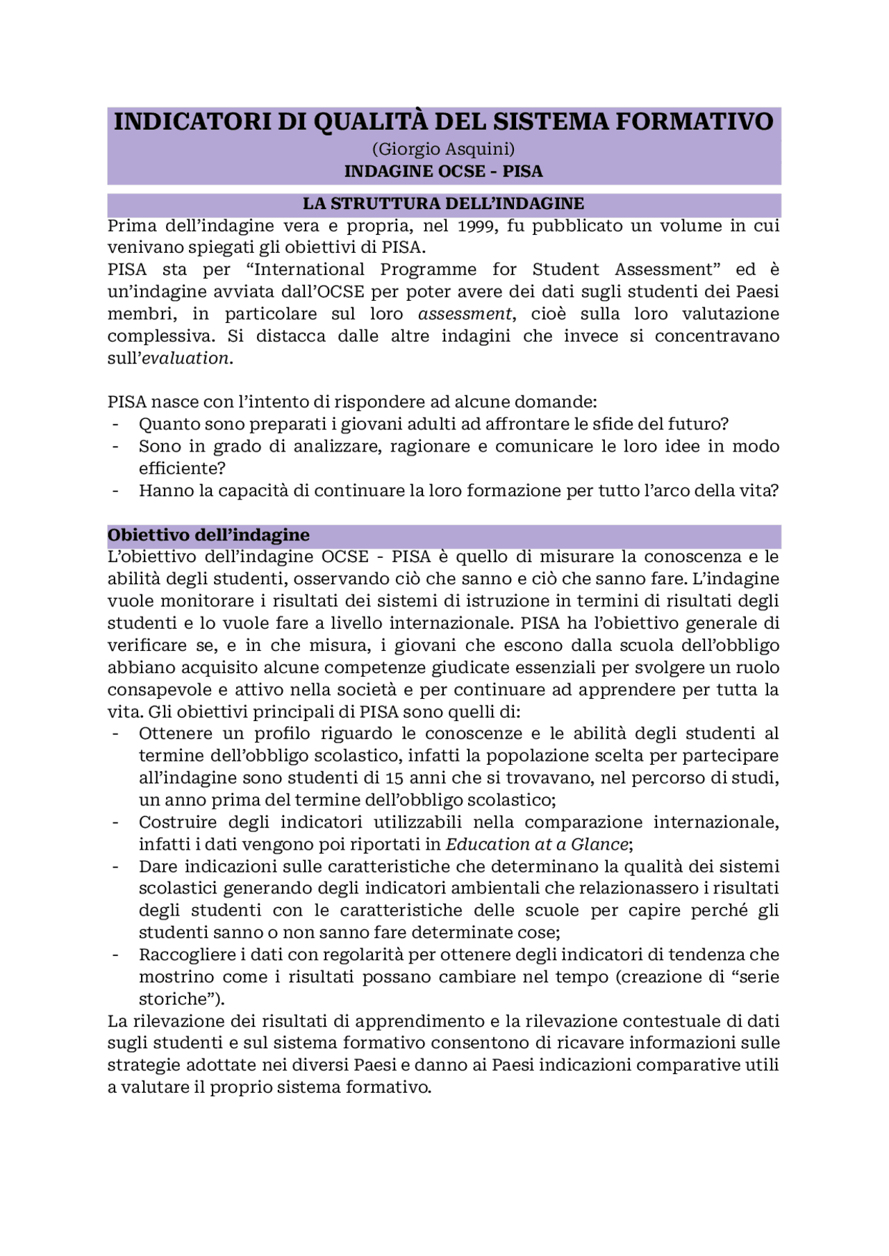 Ocse Pisa Significato Del