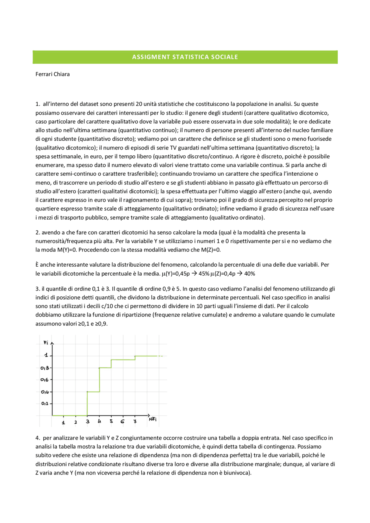 Assignment Statistica Prove Desame Di Statistica Sociale Docsity
