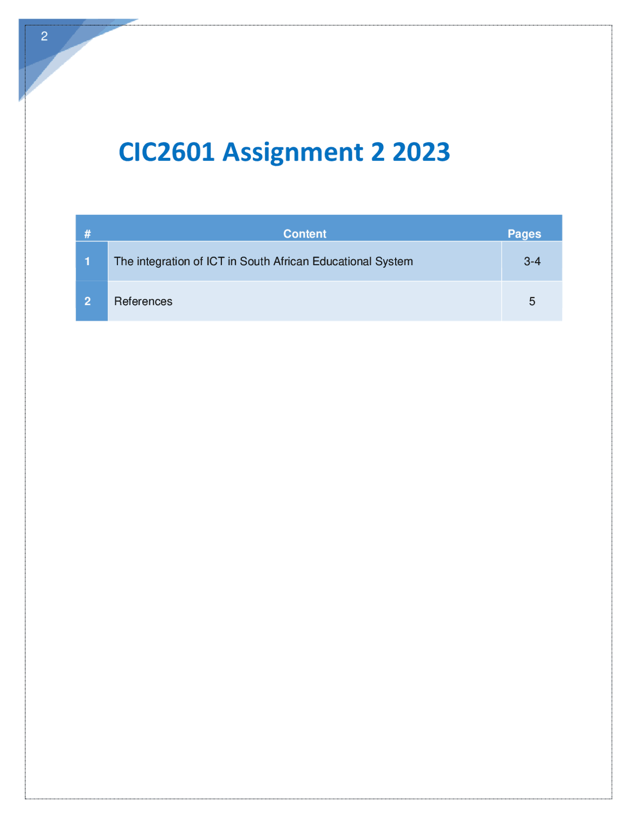 Cic2601 Assignment 2 2023 Exams Information Technology Docsity