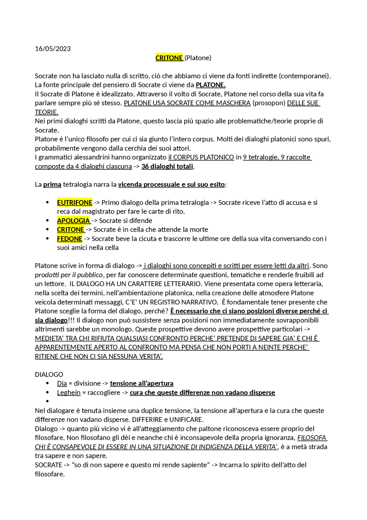 Critone Platonesocrate Non Ha Lasciato Nulla Di Scritto Ciò Che