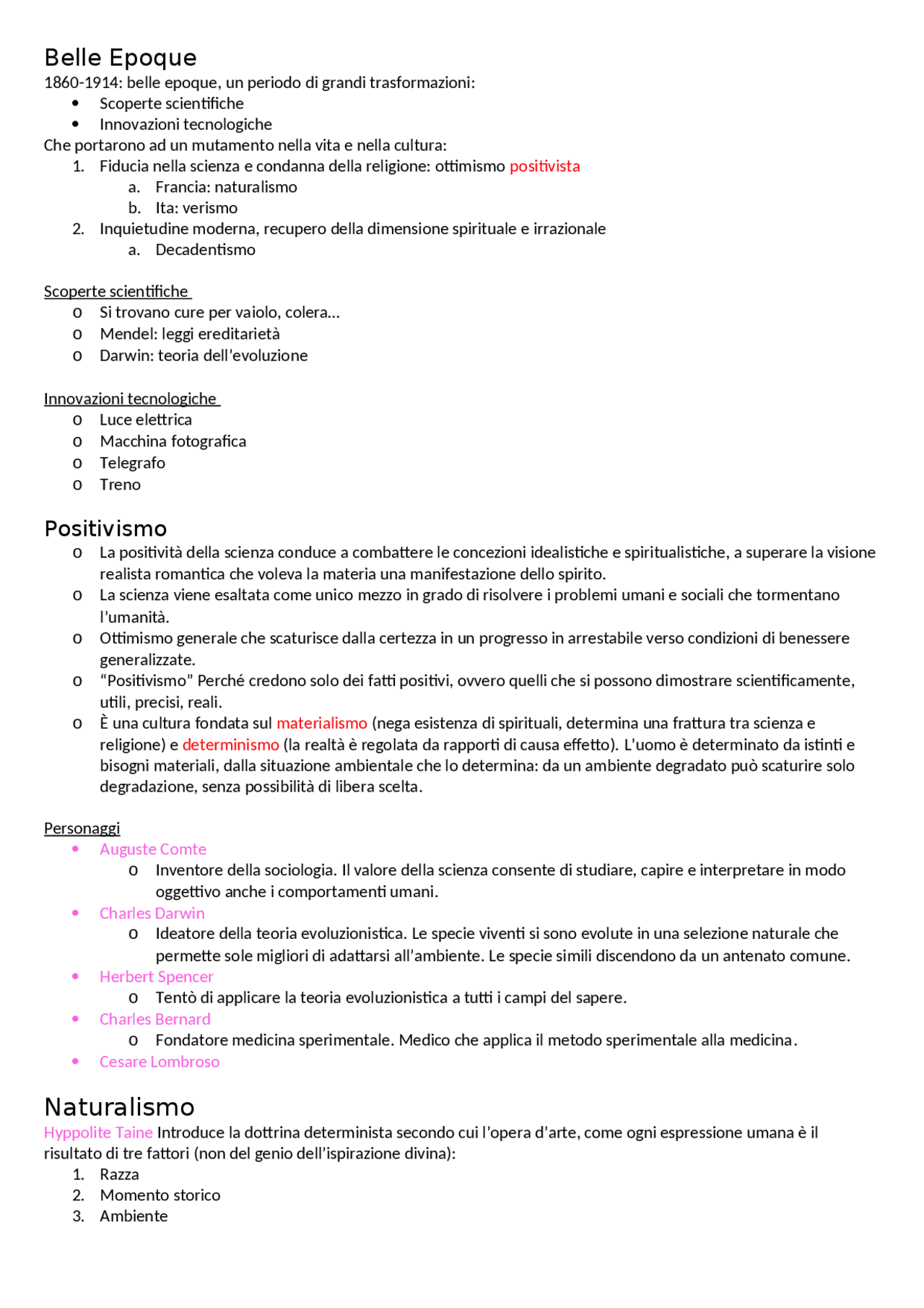 Verismo, naturalismo, simbolismo, decadentismo, estetismo (lett. italiana) | Schemi e mappe ...