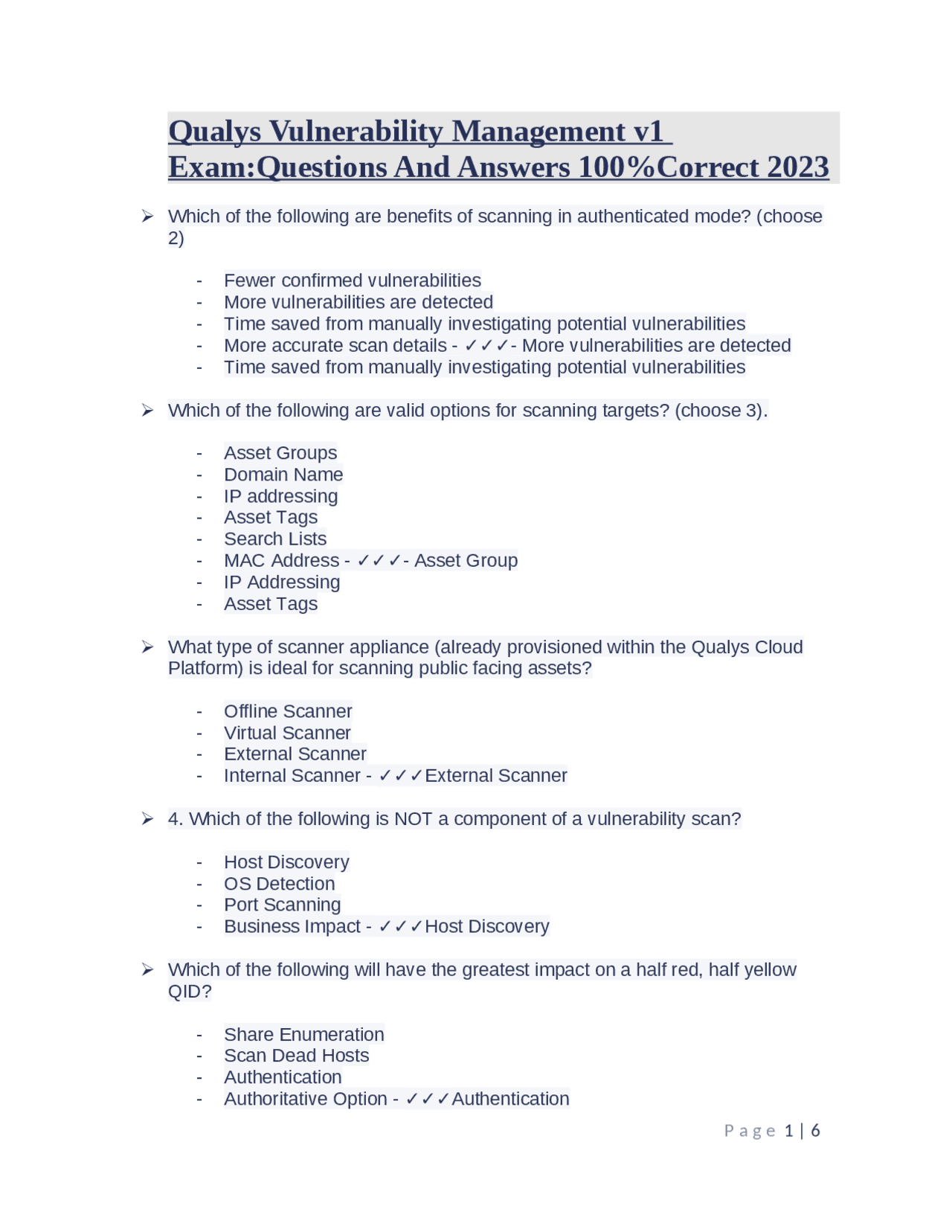 Qualys Vulnerability Management v1 Exam: Questions and Answers | Exams ...