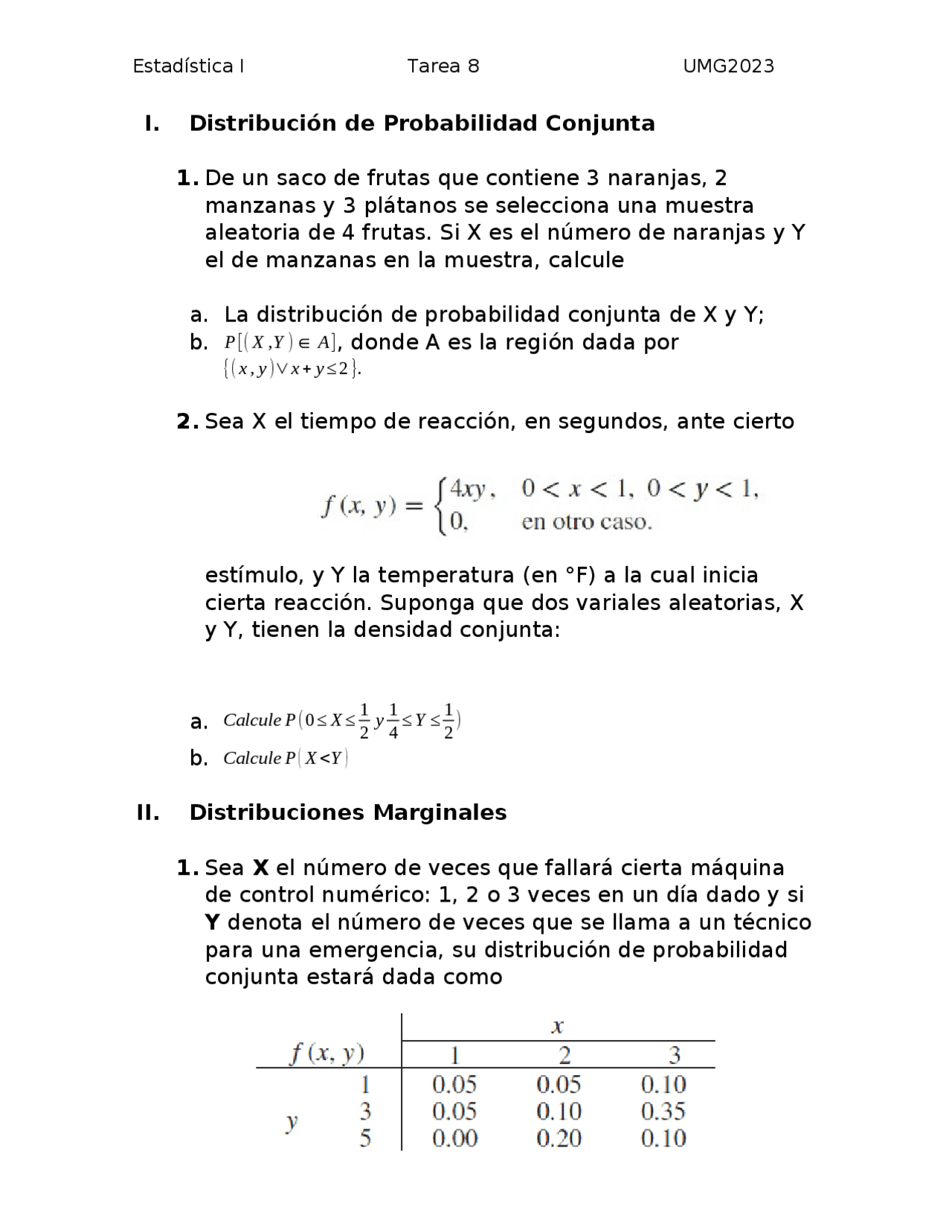Ejercicios tarea 8 Estadística | Ejercicios de Estadística | Docsity