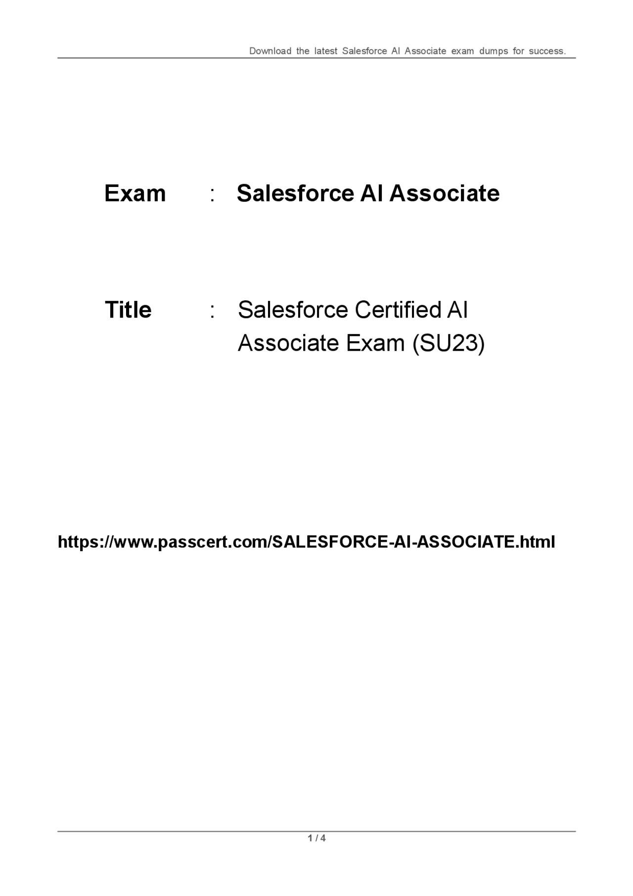 Salesforce AI Associate Exam Dumps | Exams Educational Psychology | Docsity