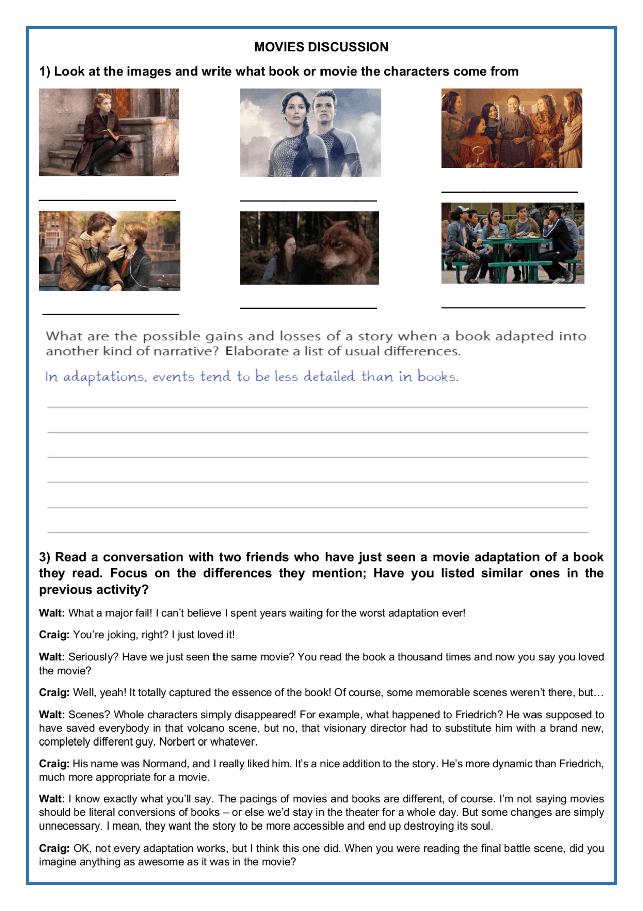 MOVIE DISCUSSION: Lingua Inglesa através dos filmes | Exercícios Língua ...