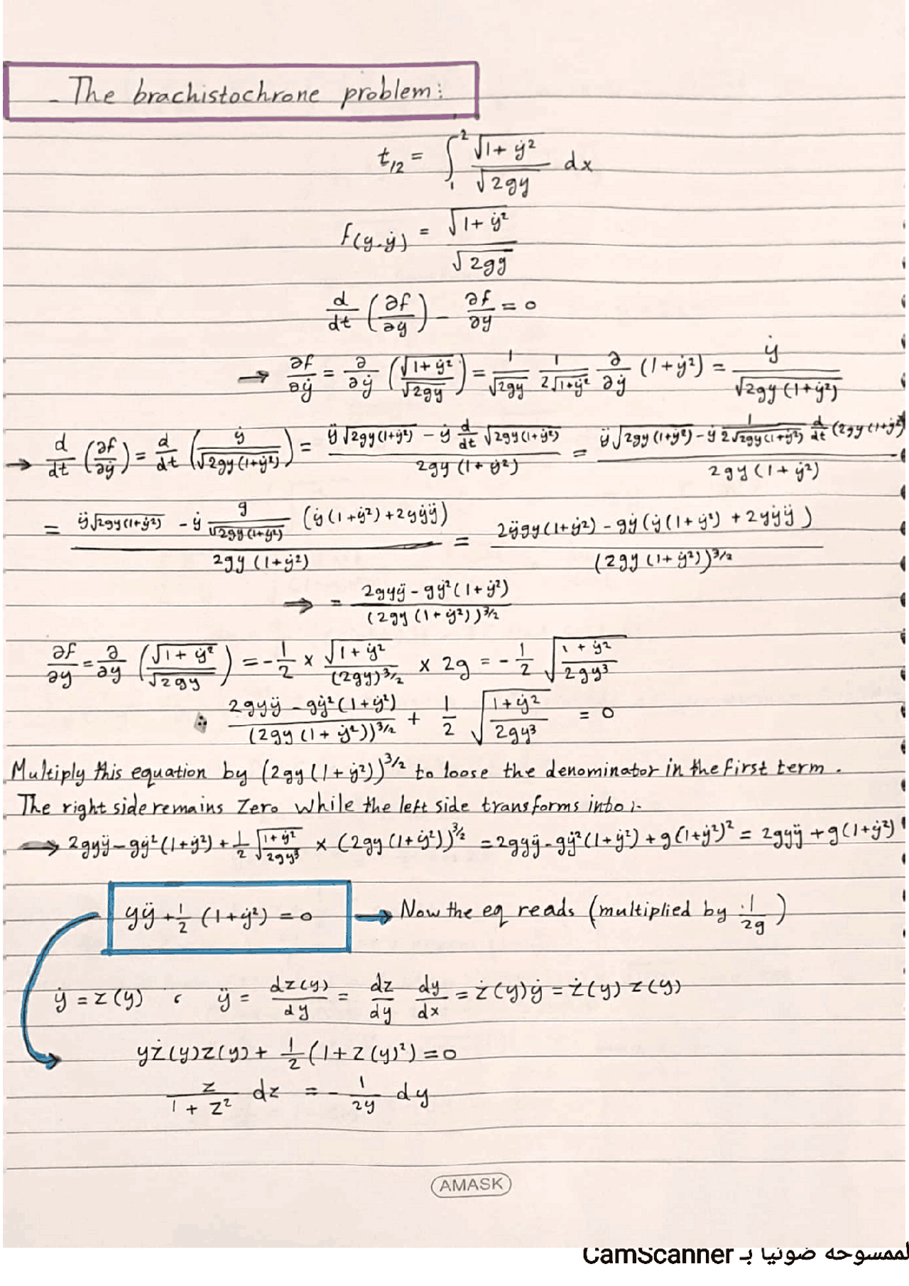 Solution the problem | Assignments Classical Mechanics | Docsity