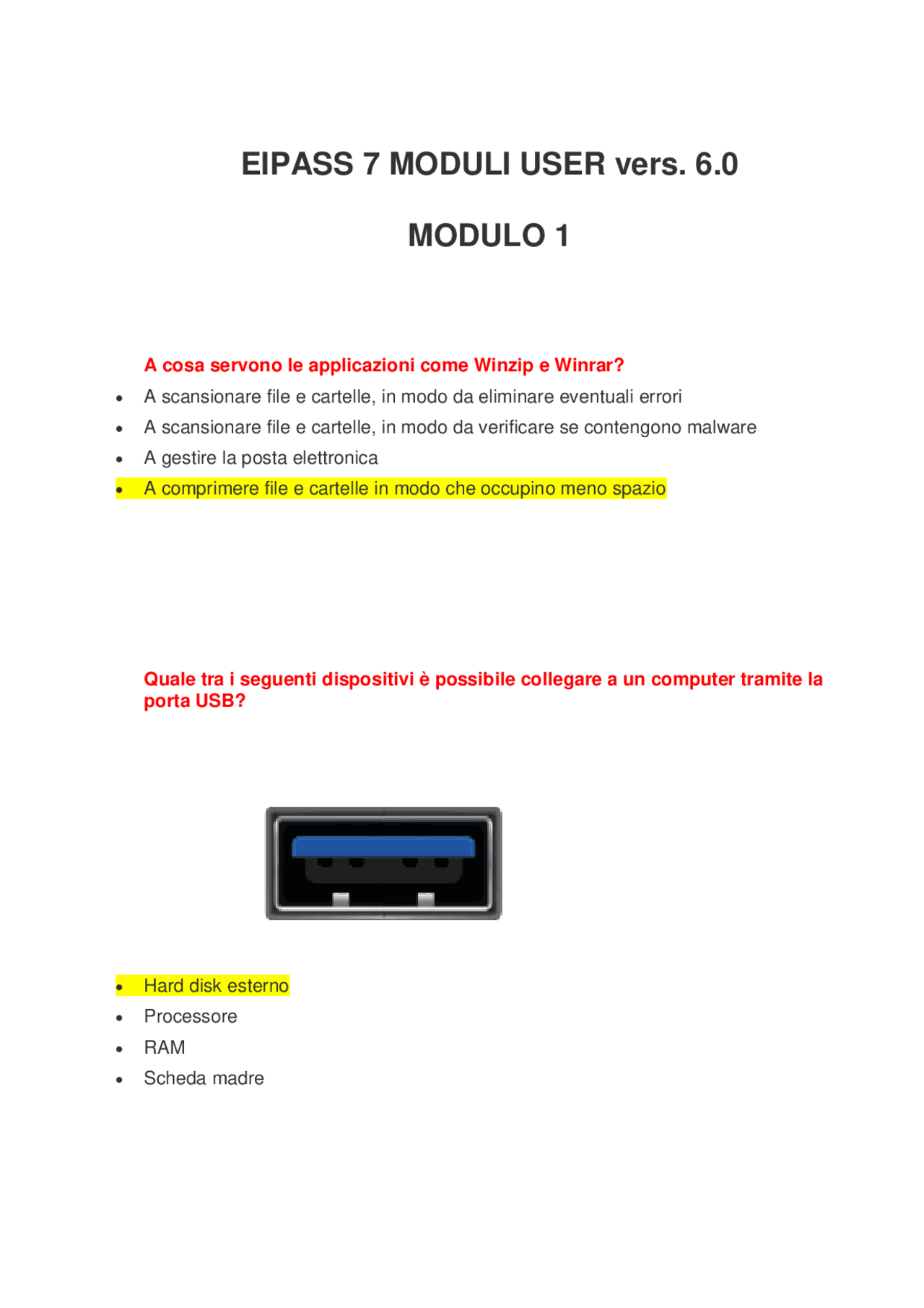 EIPASS 7 MODULI NUOVA VERSIONE 6.0 2023 - MODULO 1 | Panieri di Sistemi Informatici | Docsity