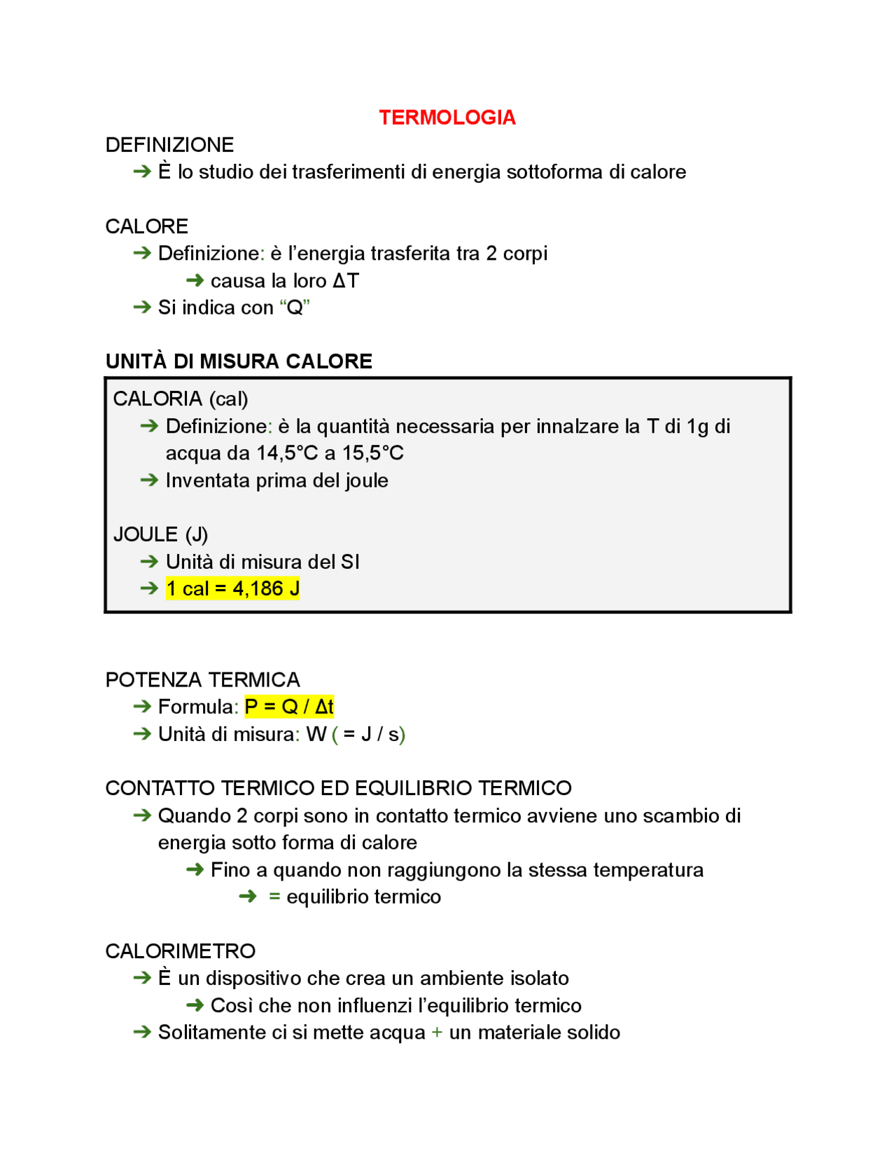 Termologia-tutto quello che c'è da sapere | Schemi e mappe concettuali ...
