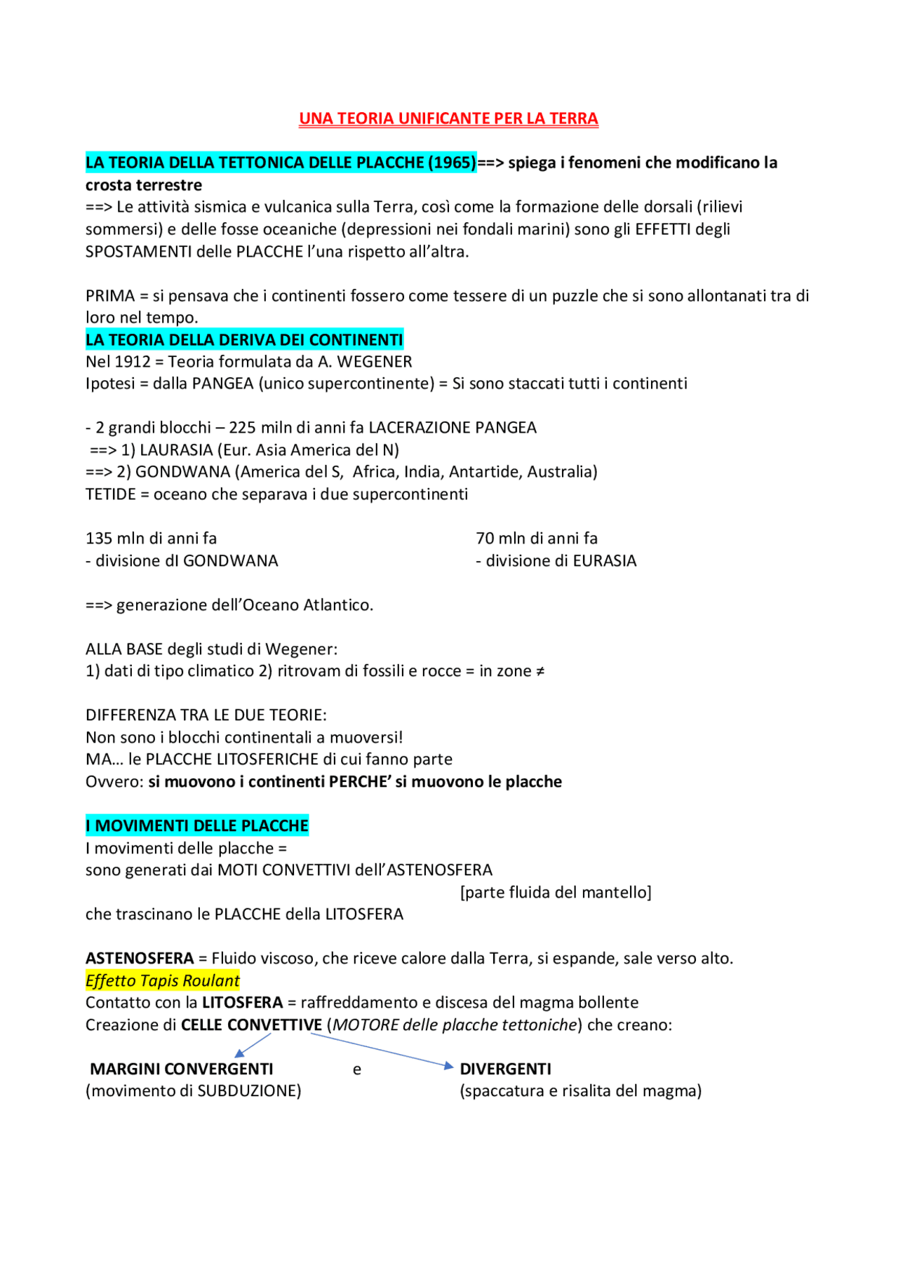 Scienze placche formazione continenti - schema bes dsa | Schemi e mappe ...