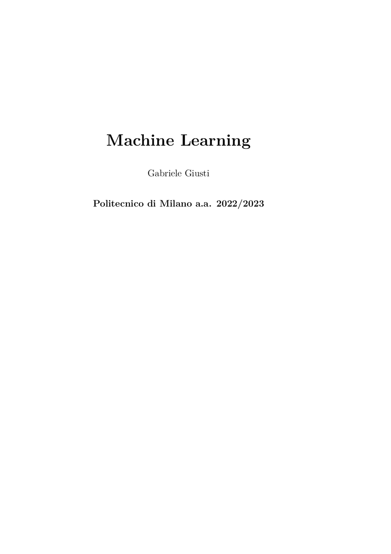 Appunti Di Machine Learning Prof Restelli Dispense Di Machine
