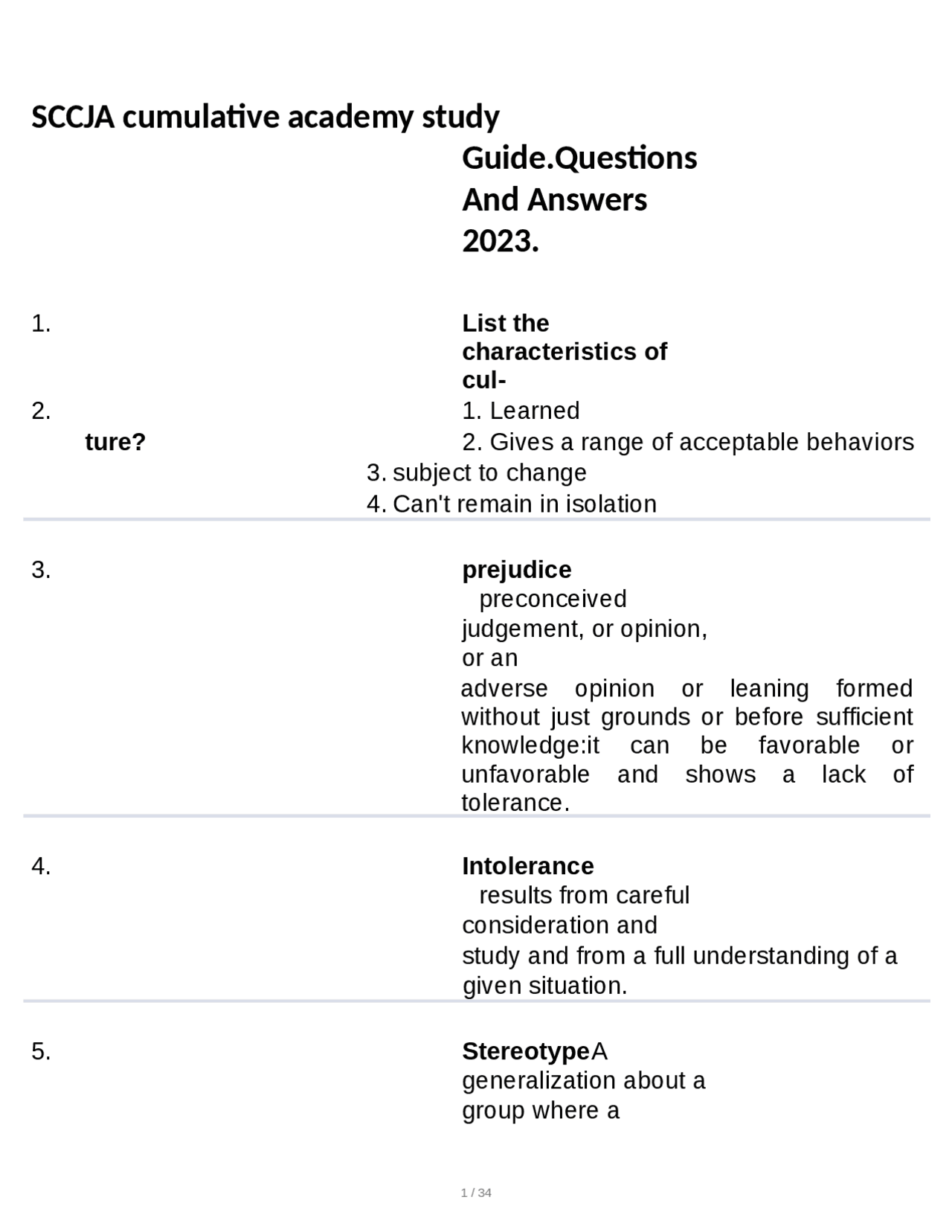 SCCJA cumulative academy study Guide.Questions And Answers 2023 ...
