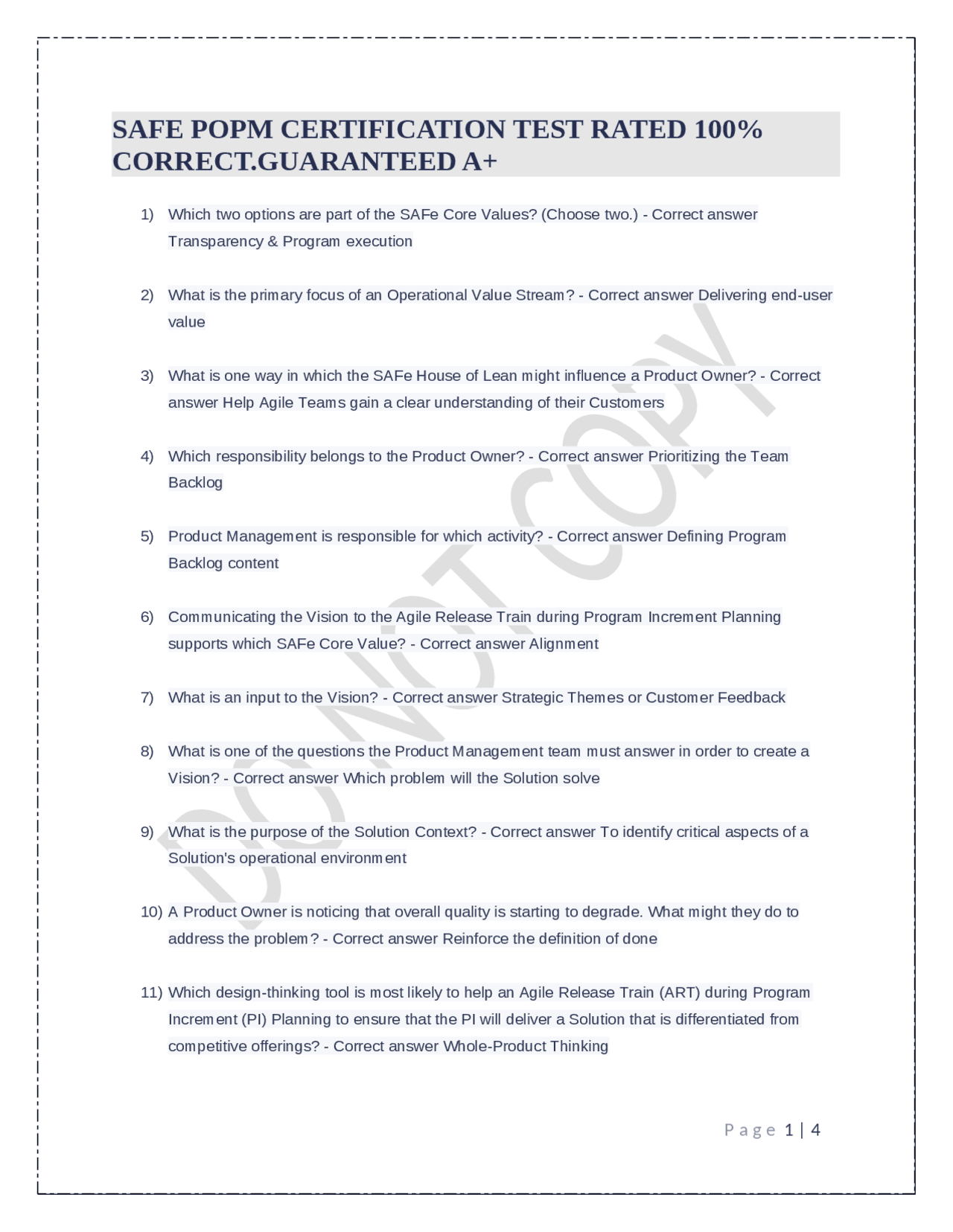 SAFE POPM CERTIFICATION TEST RATED 100% CORRECT.GUARANTEED A+ | Exams ...