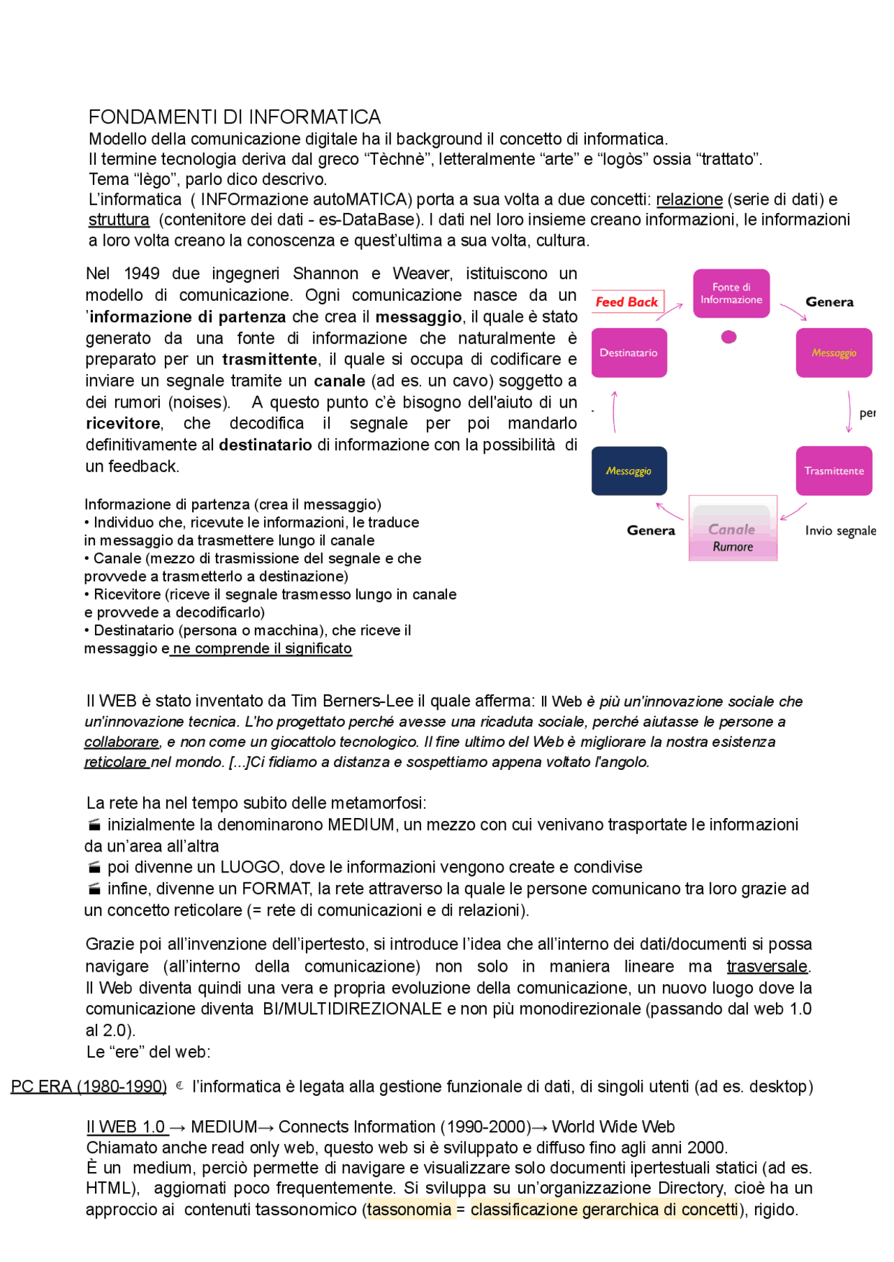 fondamenti di informatica - scienze e tecnologie della comunicazione ...