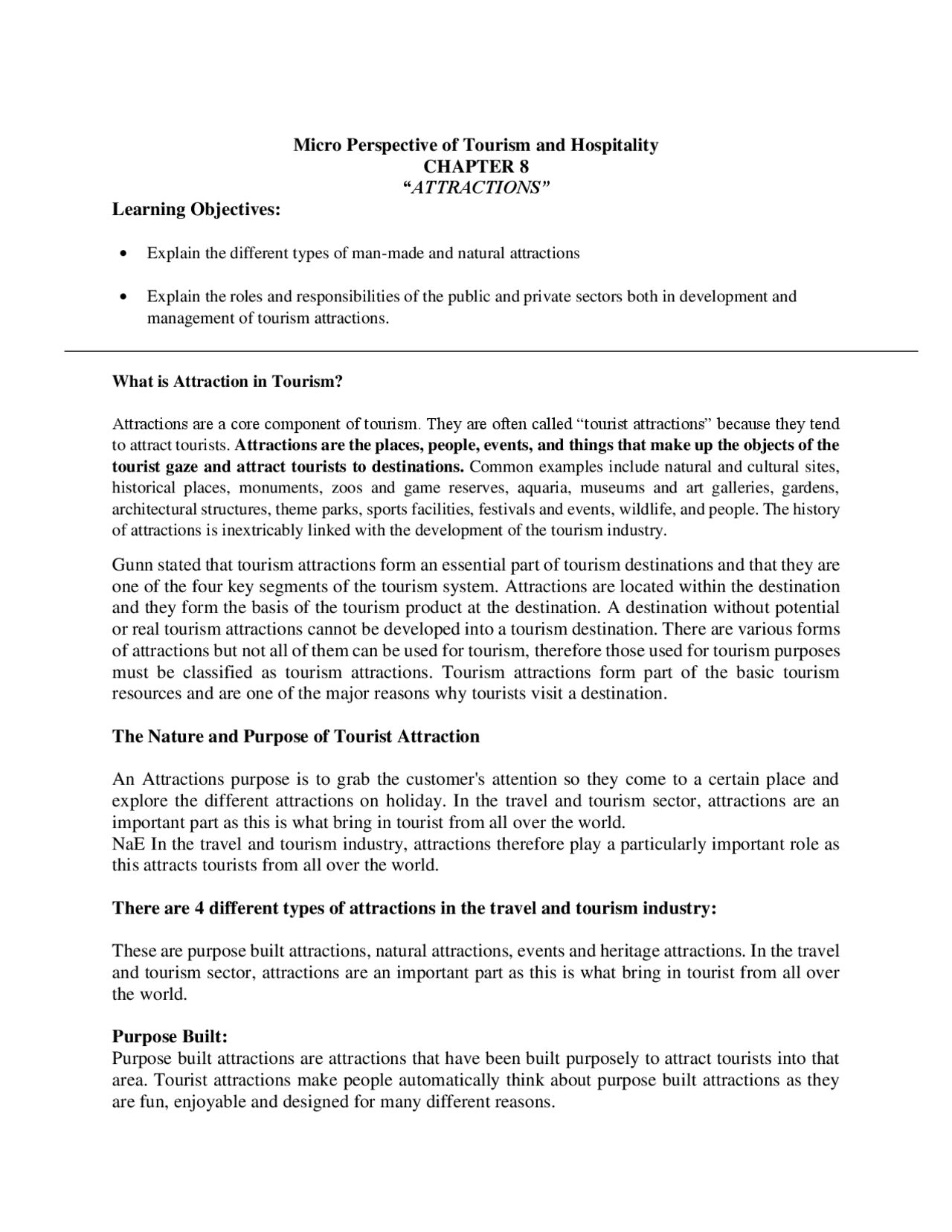 Tourism And Hospitality Lecture Notes Environmental Science Docsity