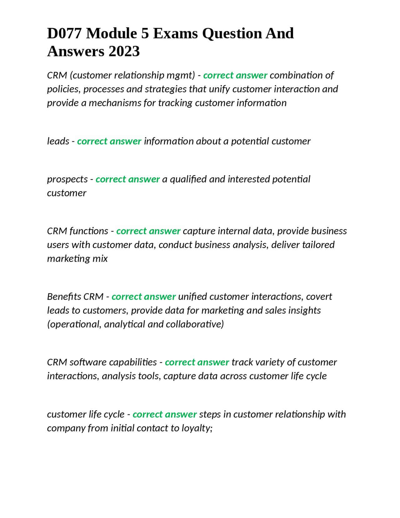 D077 Module 5 Exams Question And Answers 2023 D077 Module 5 Exams ...