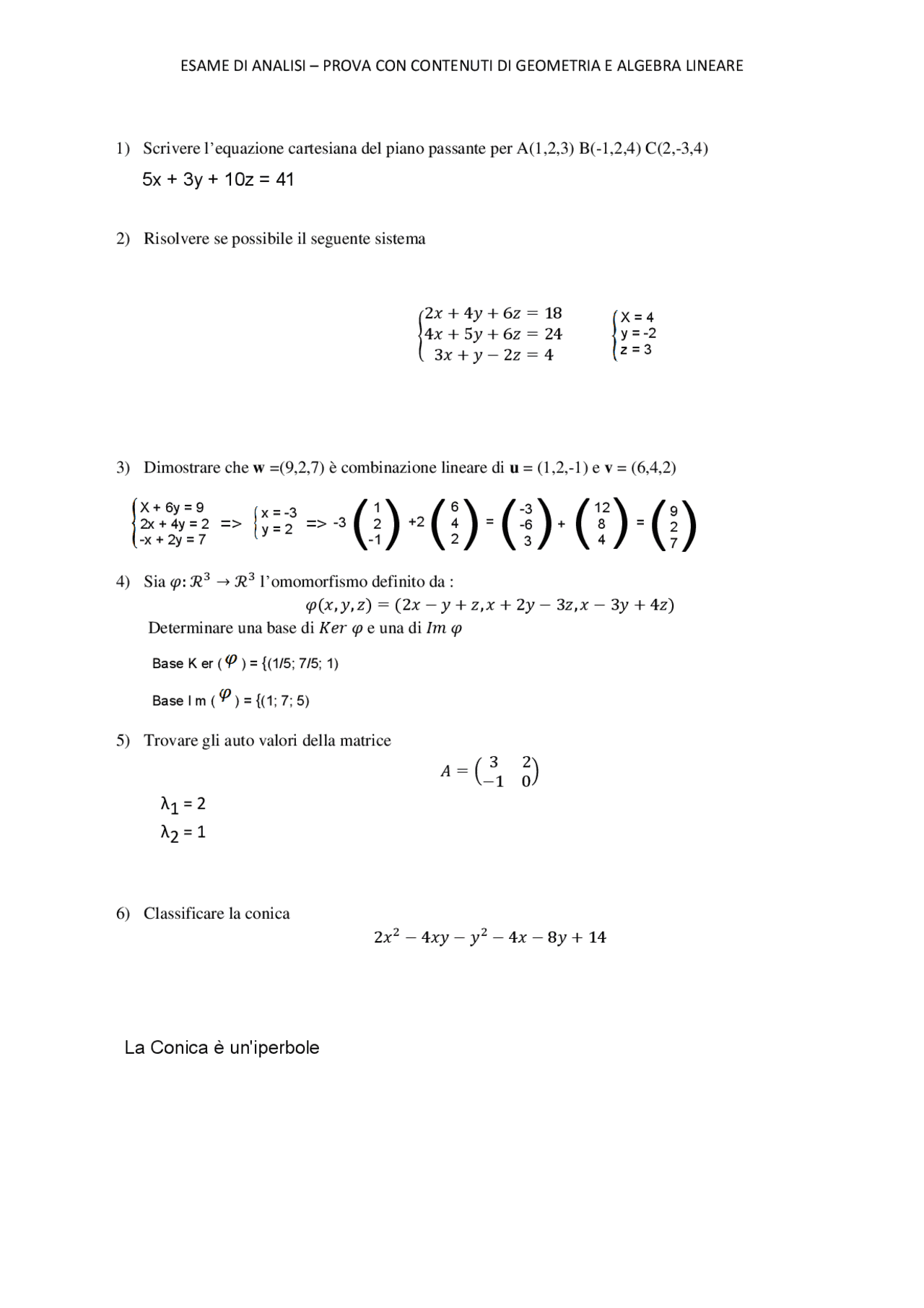 Esercitazione Geometria - Approvata - Geometria_prova_1 | Esercizi di ... Esercitazione Geometria - Approvata - Geometria_prova_1 | Esercizi di ...