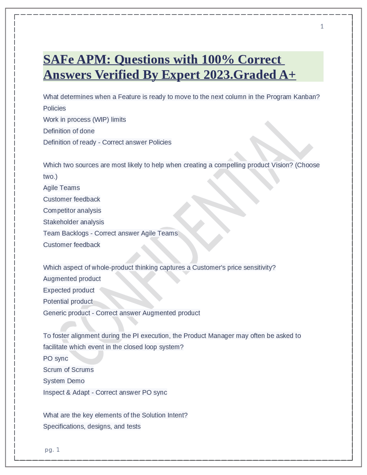 SAFe APM: Questions with 100% Correct Answers Verified By Expert 2023 ...