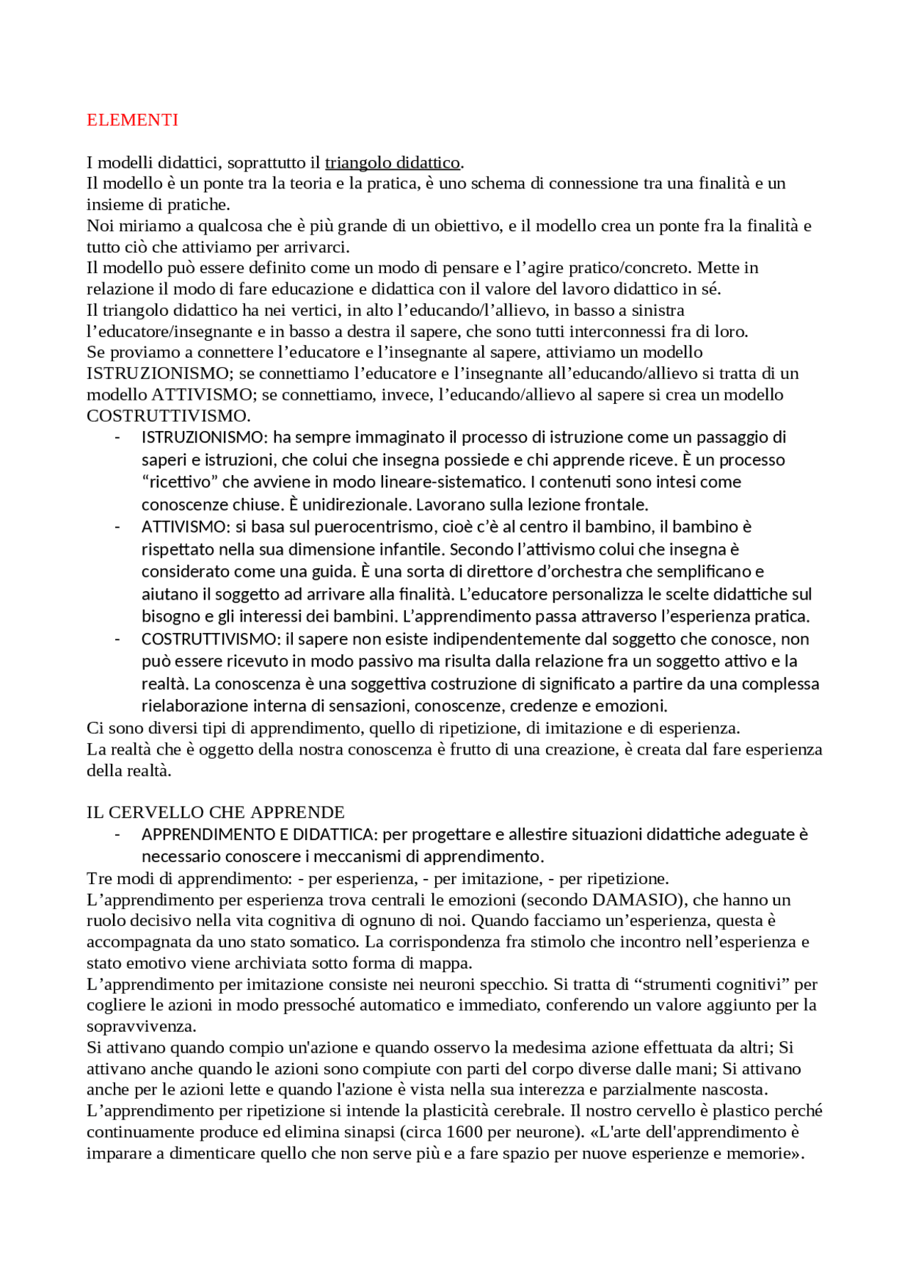 Elementi Di Didattica Appunti Di Elementi Costruttivi Docsity