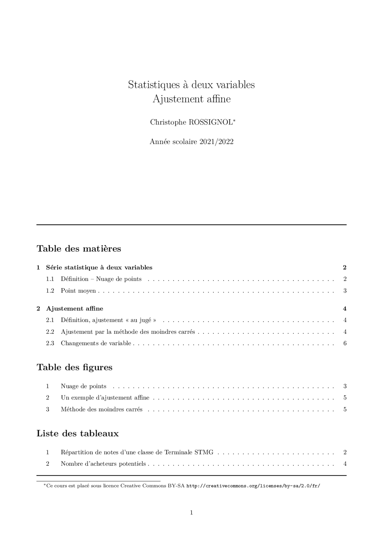 Ajustement Affine De Séries Statistiques à Deux Variables Summaries