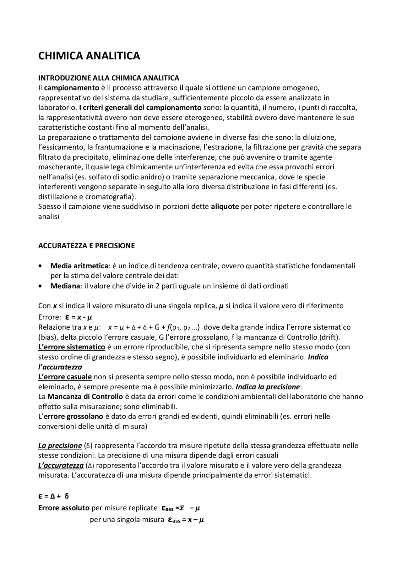 Chimica Analitica Strumentale 1 | Appunti di Chimica analitica ...