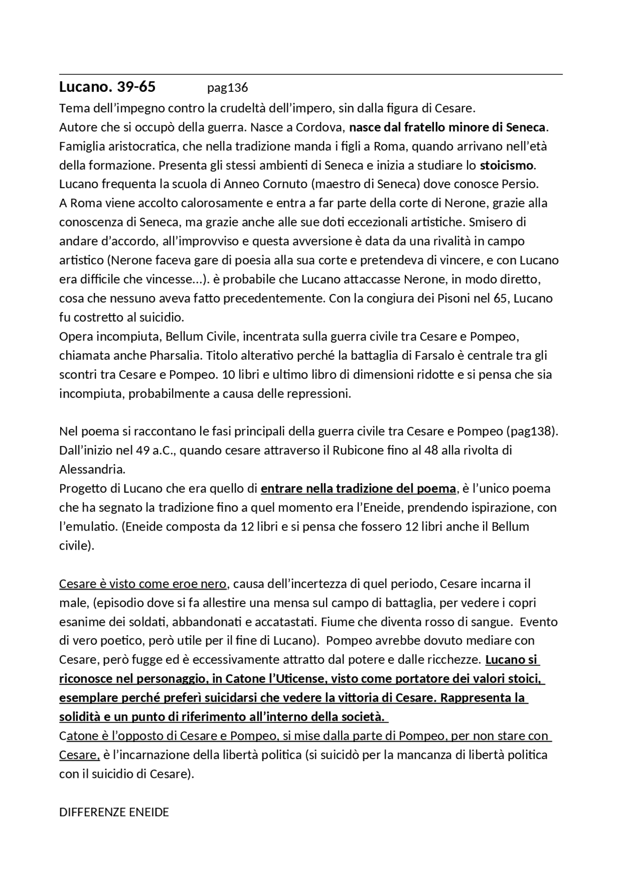 Lucano Vita E Opere Appunti Di Latino Docsity
