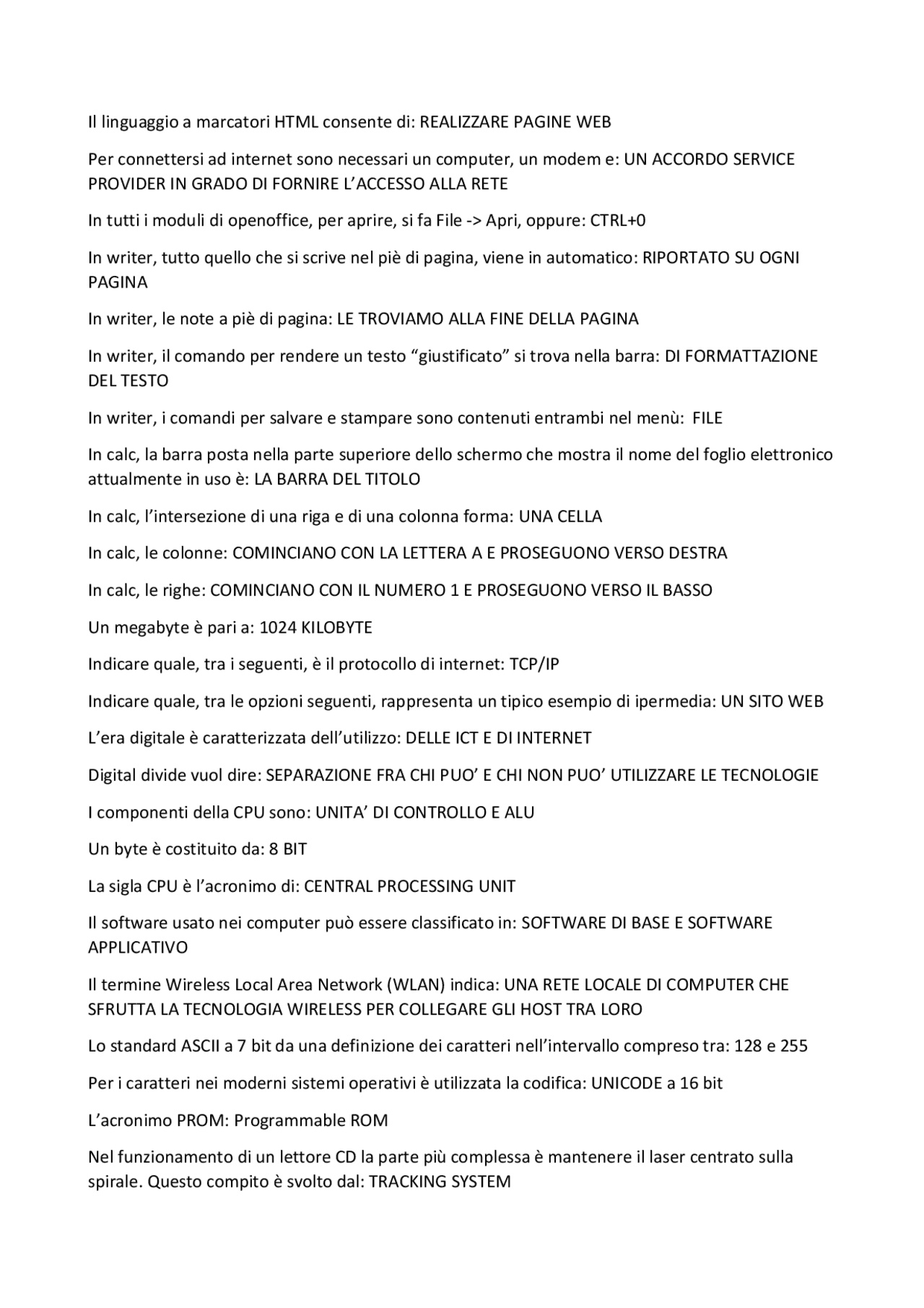 Informatica - Domande fuori paniere - CORRETTO - SUPERATO! | Docsity