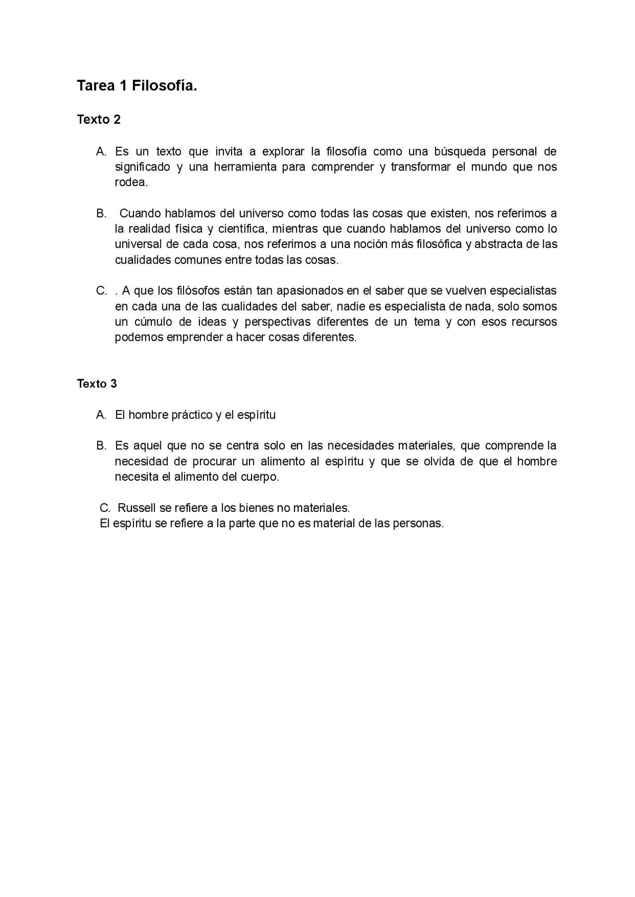 Textos Resueltos De Filosofia Ejercicios De Filosofía Docsity