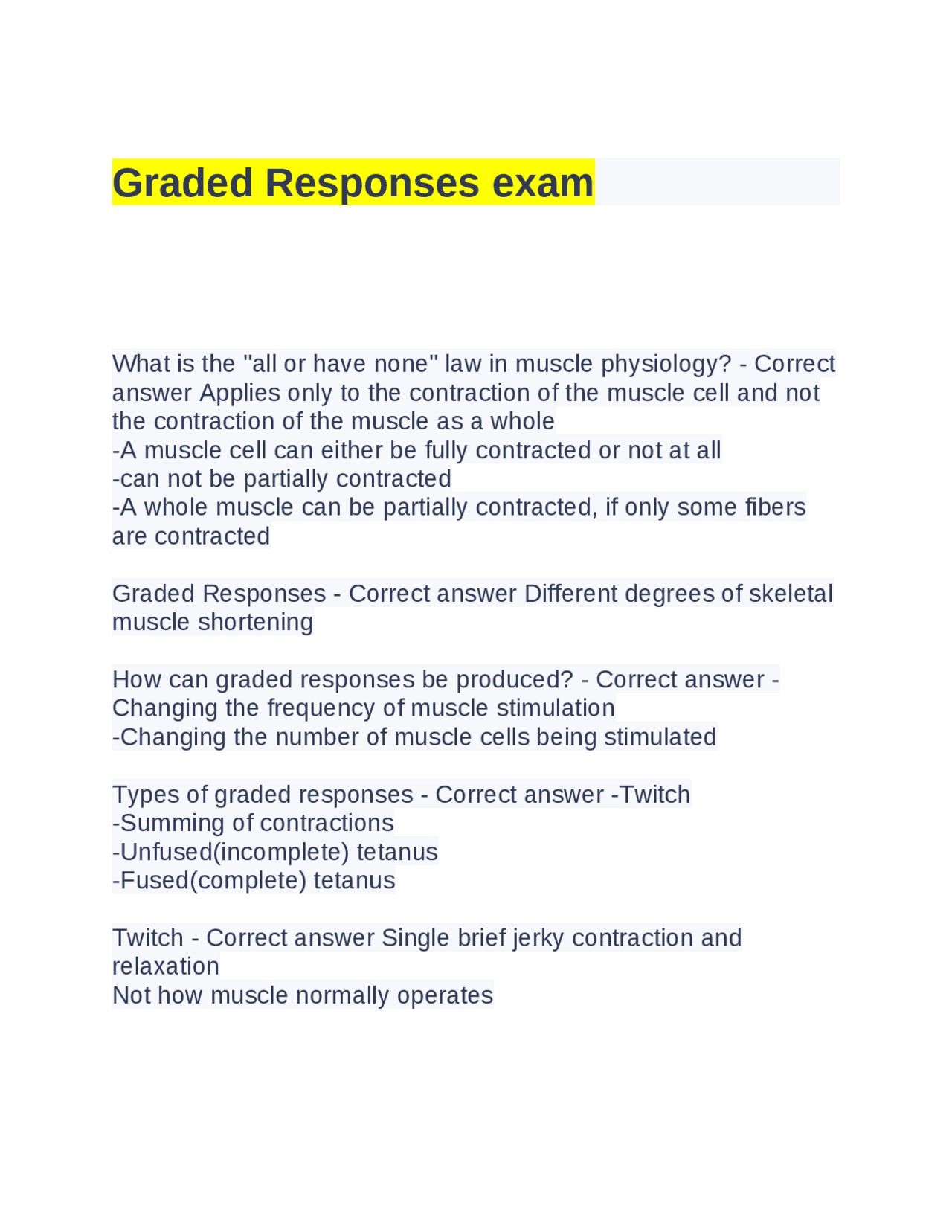 Graded ResponsesGraded Responses | Exams Biology | Docsity